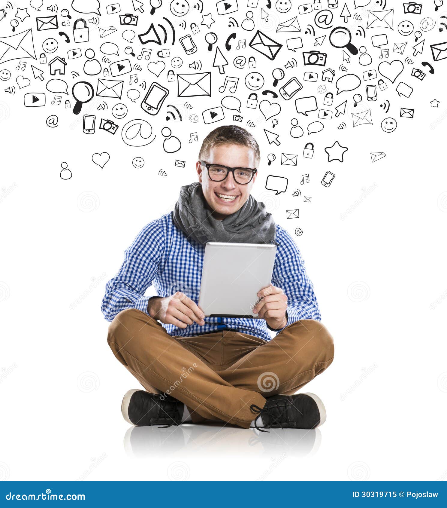Young man with tablet stock image. Image of contemporary - 30319715