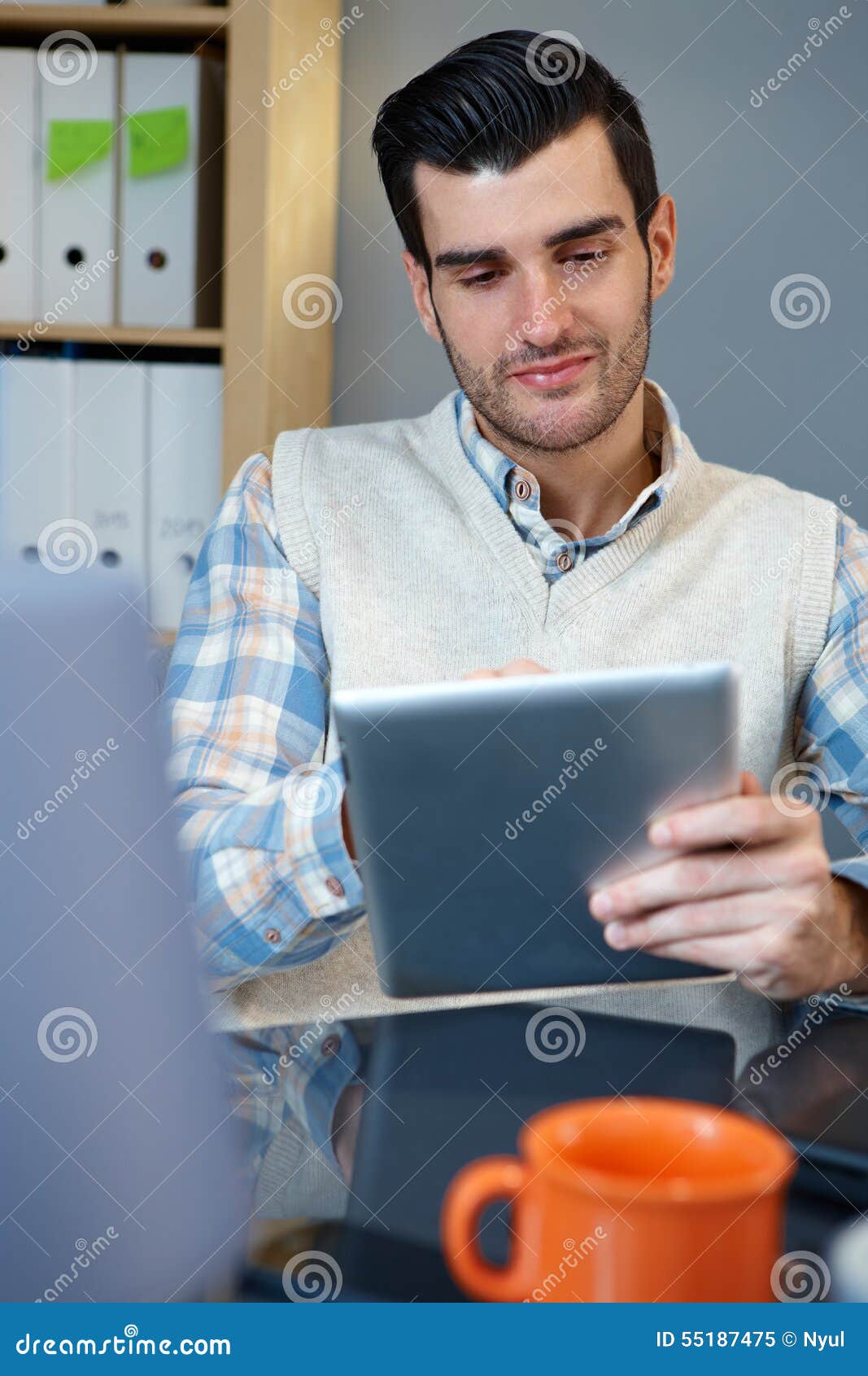 Young man with tablet pc stock image. Image of caucasian - 55187475
