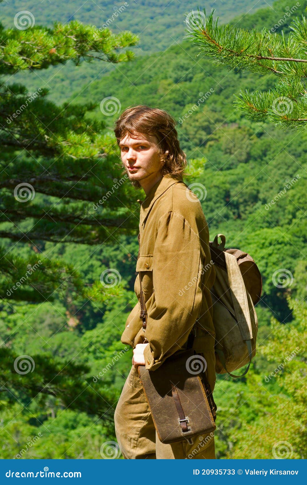 Young man in taiga 5 stock image. Image of pancetta, male - 20935733
