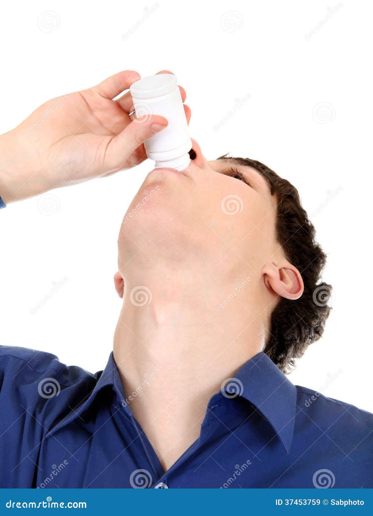 Young Man take a Cure stock image. Image of cure, influenza - 37453759