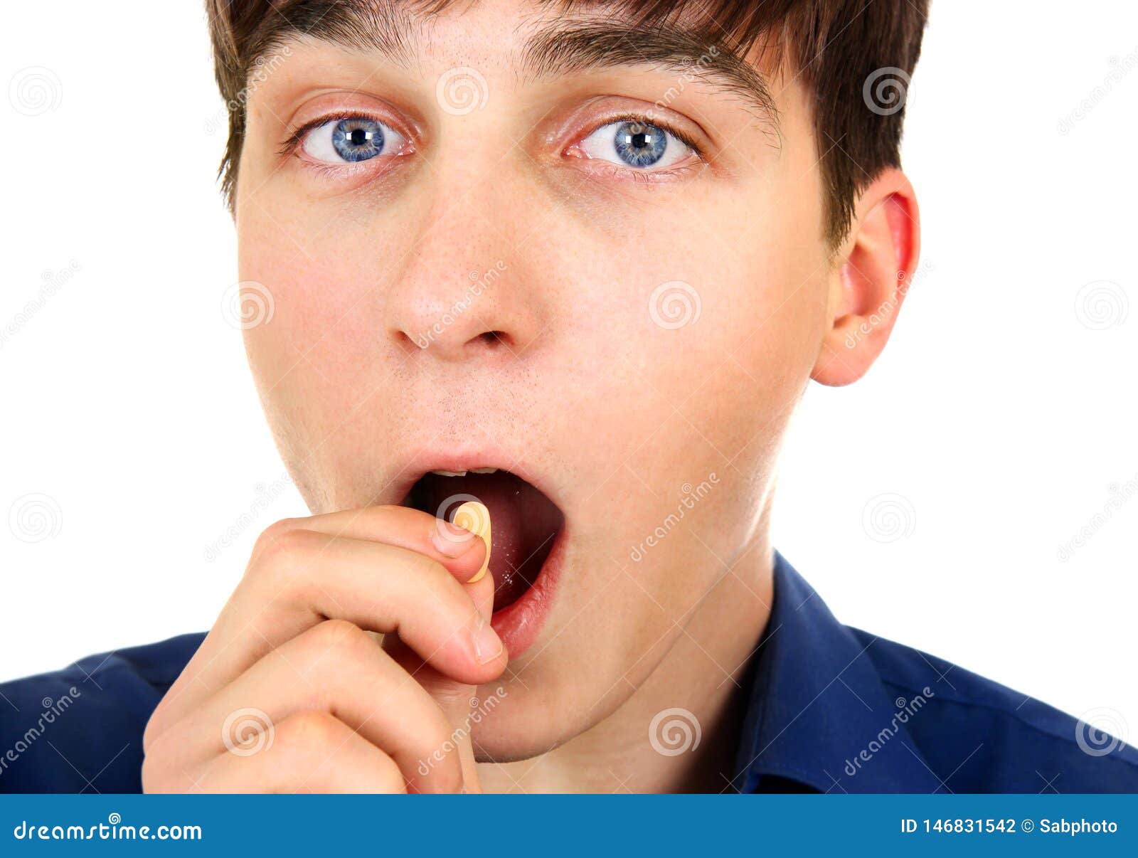 Young Man take a Pill stock photo. Image of pill, prescription - 146831542