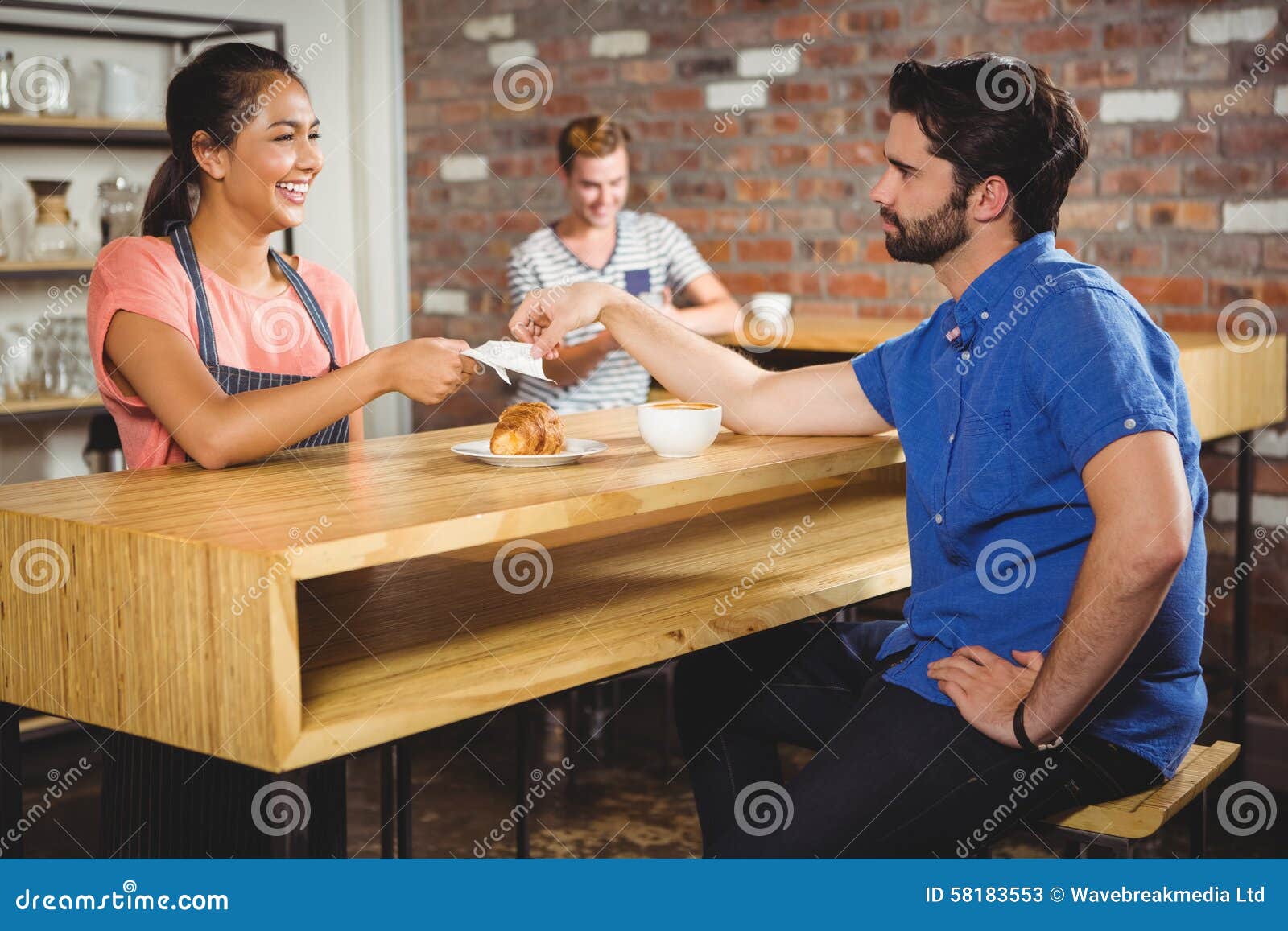 Young Man Taking His Receipt Stock Image - Image of male, cheerful ...