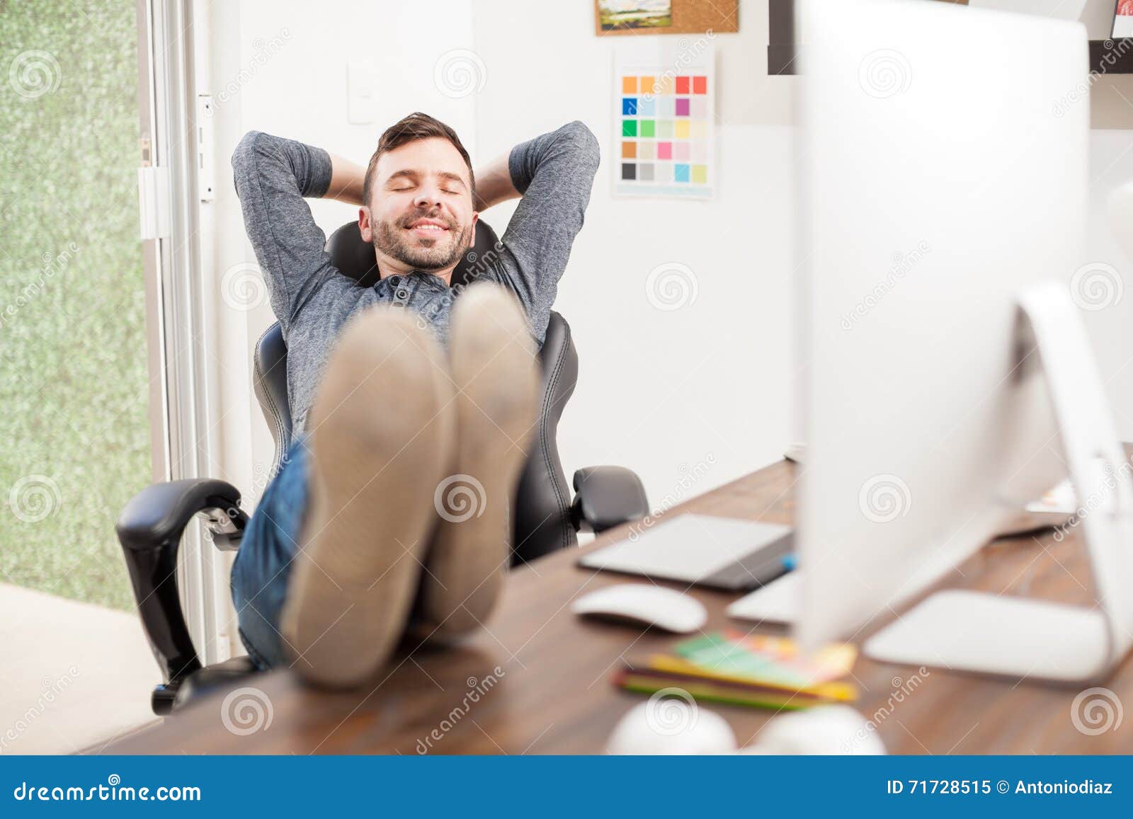 Young Man Taking a Nap at the Office Stock Image - Image of creative ...