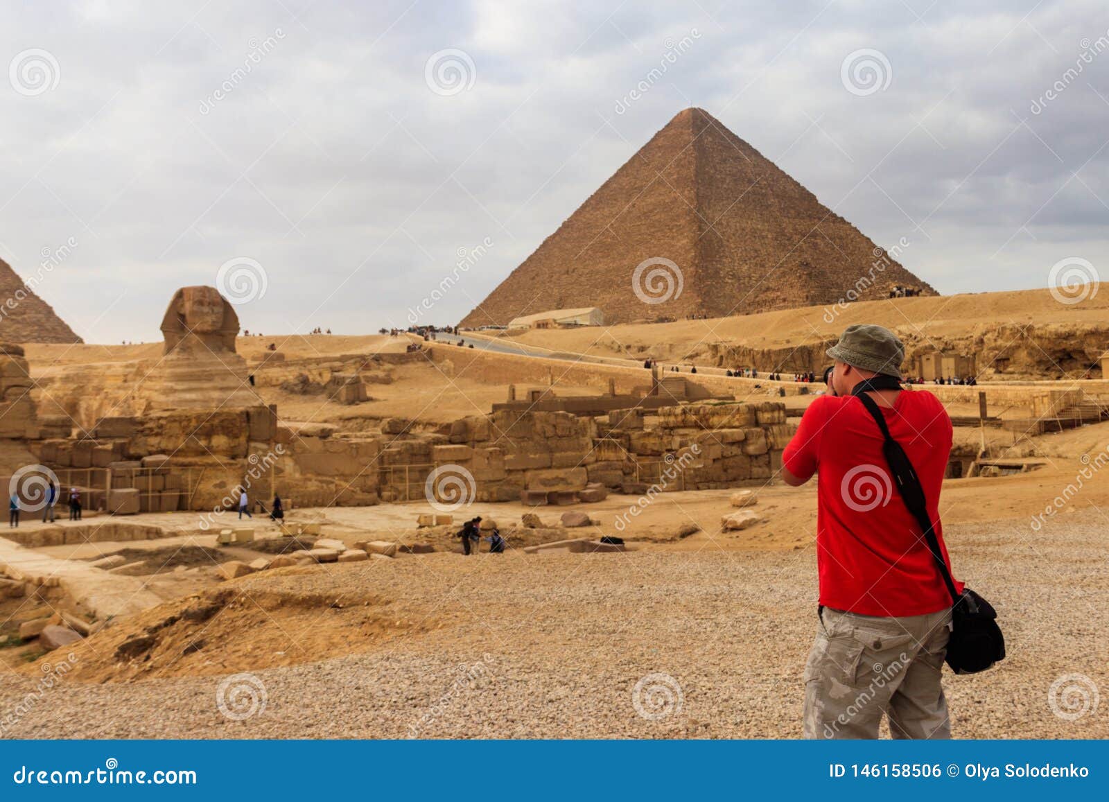 Young Man Taking a Photos of Pyramids of Giza in Cairo Egypt Editorial ...