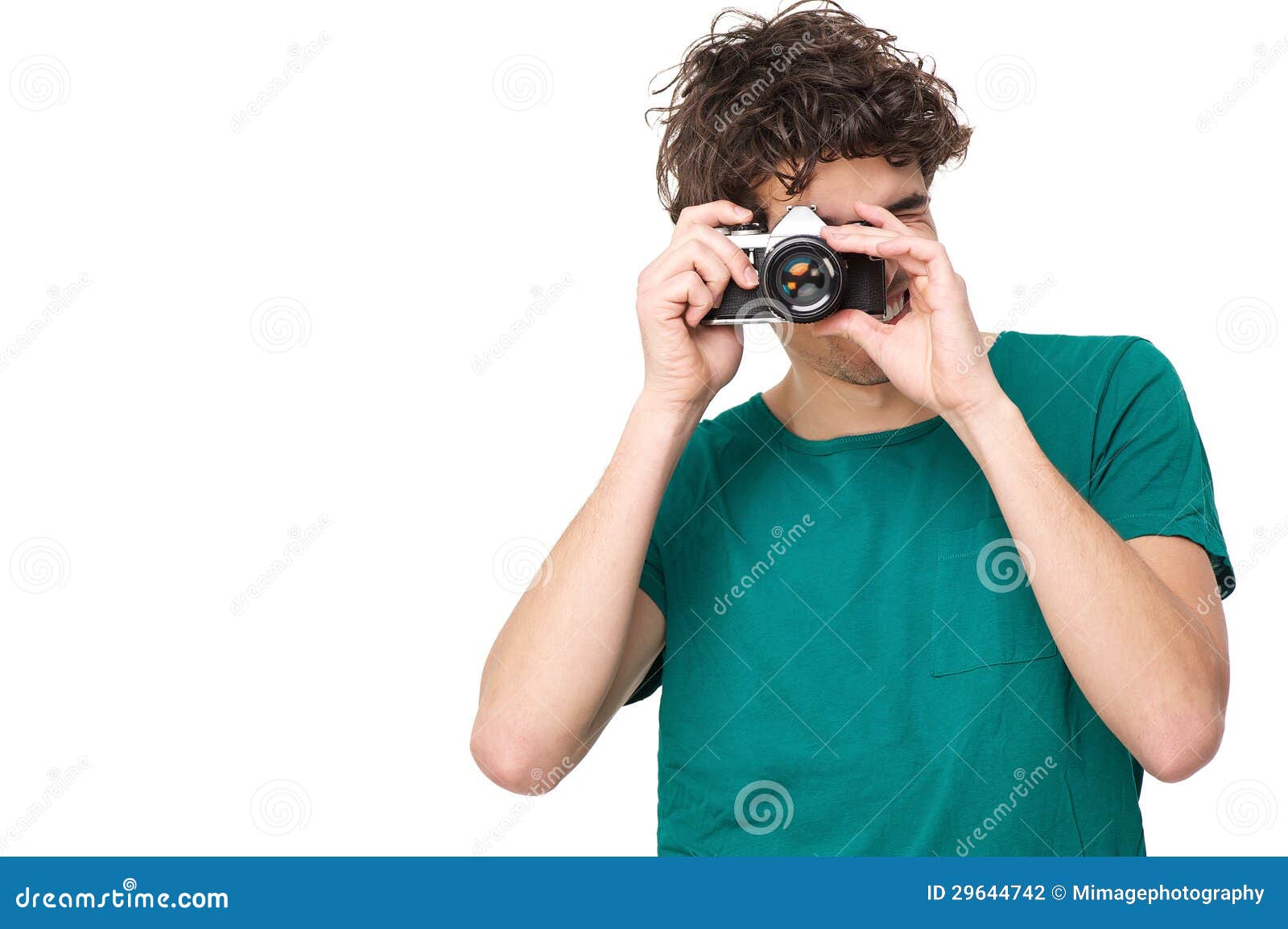 Young Man Taking Picture with Camera Stock Photo - Image of holding ...