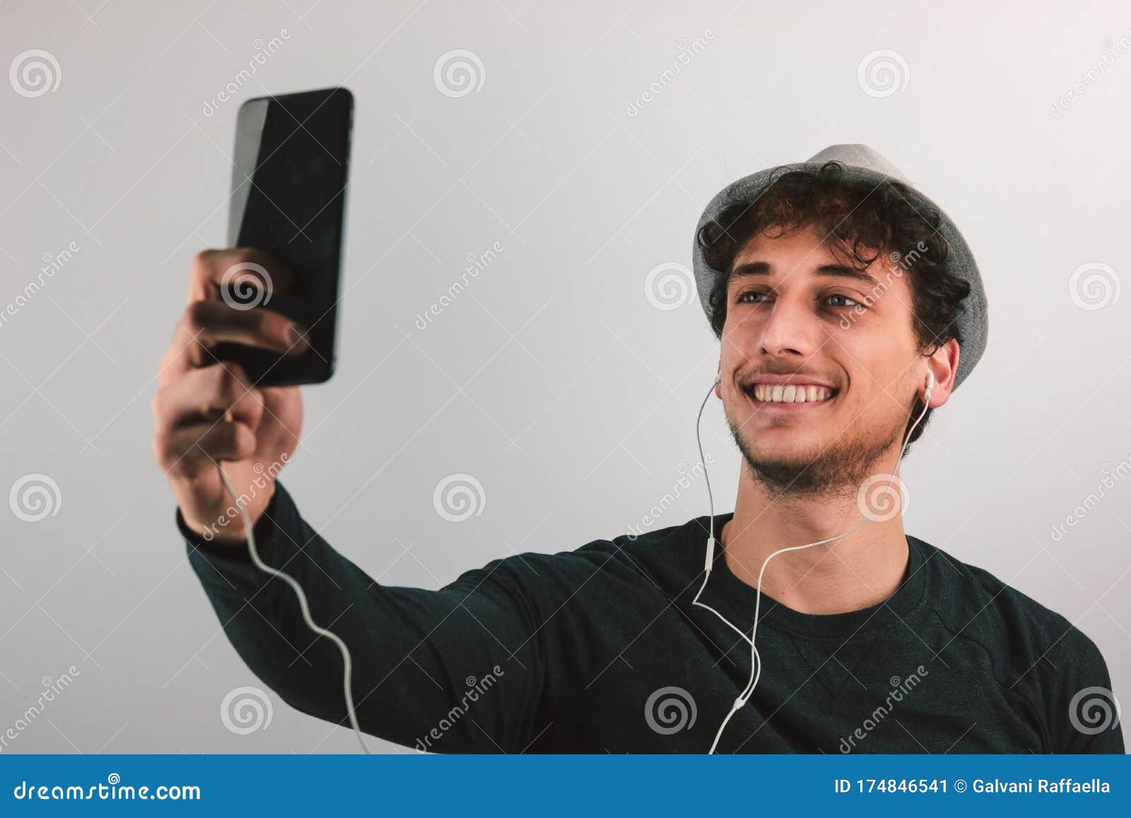 Young Man Taking Self Portrait with a Mobile Phone Stock Image - Image ...