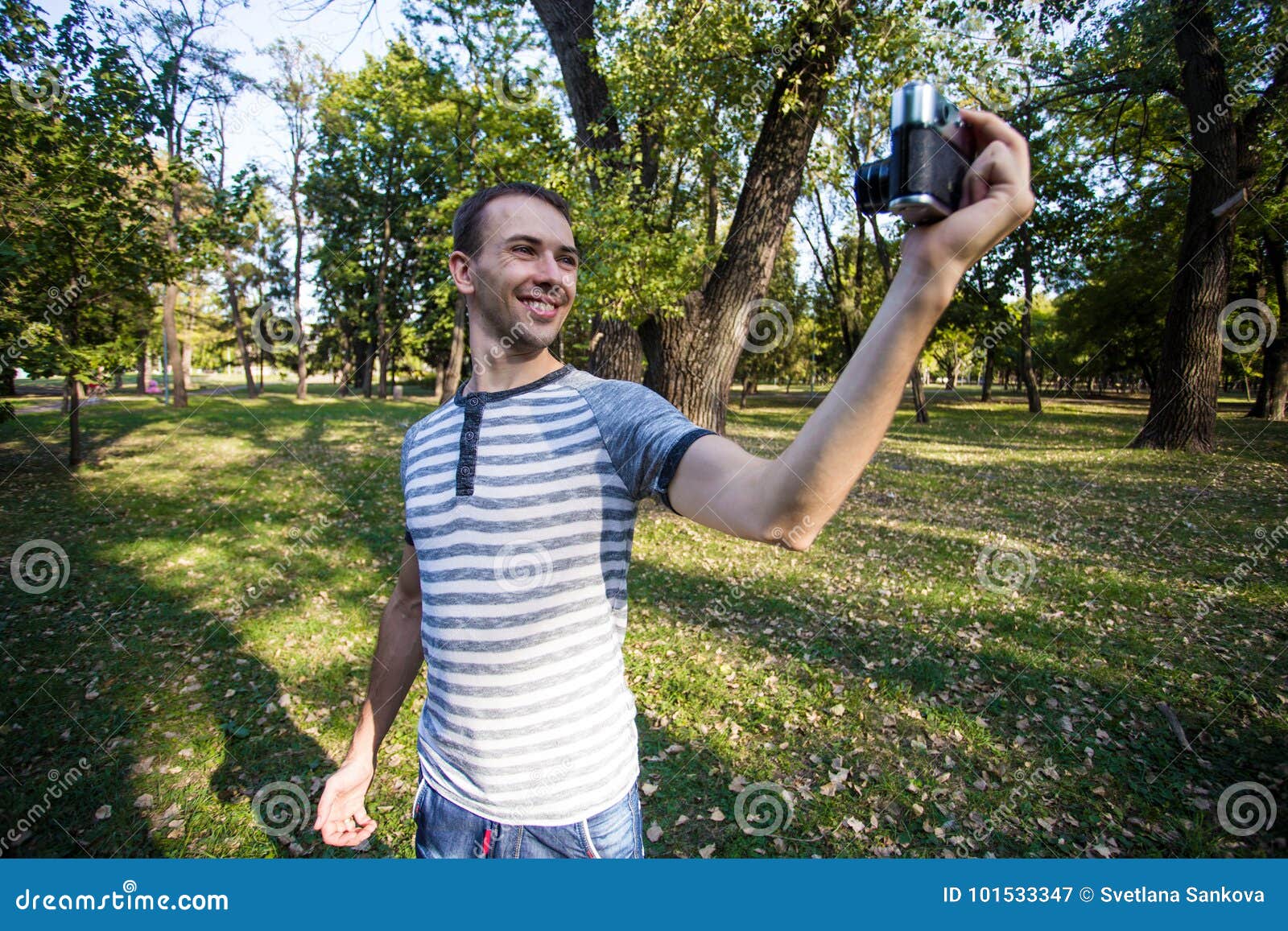 Young Man Taking Selfie on Retro Camera Stock Image - Image of funny ... Young Man Taking Selfie on Retro Camera Stock Image - Image of funny ...