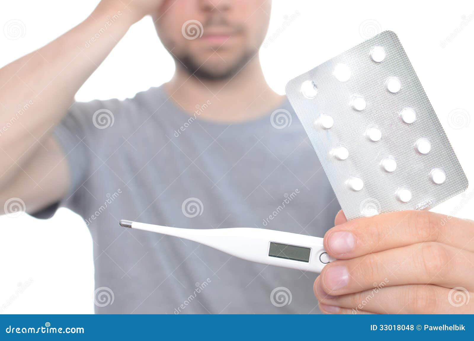 Young Man Taking Temperature Stock Photo - Image of hair, caucasian ...