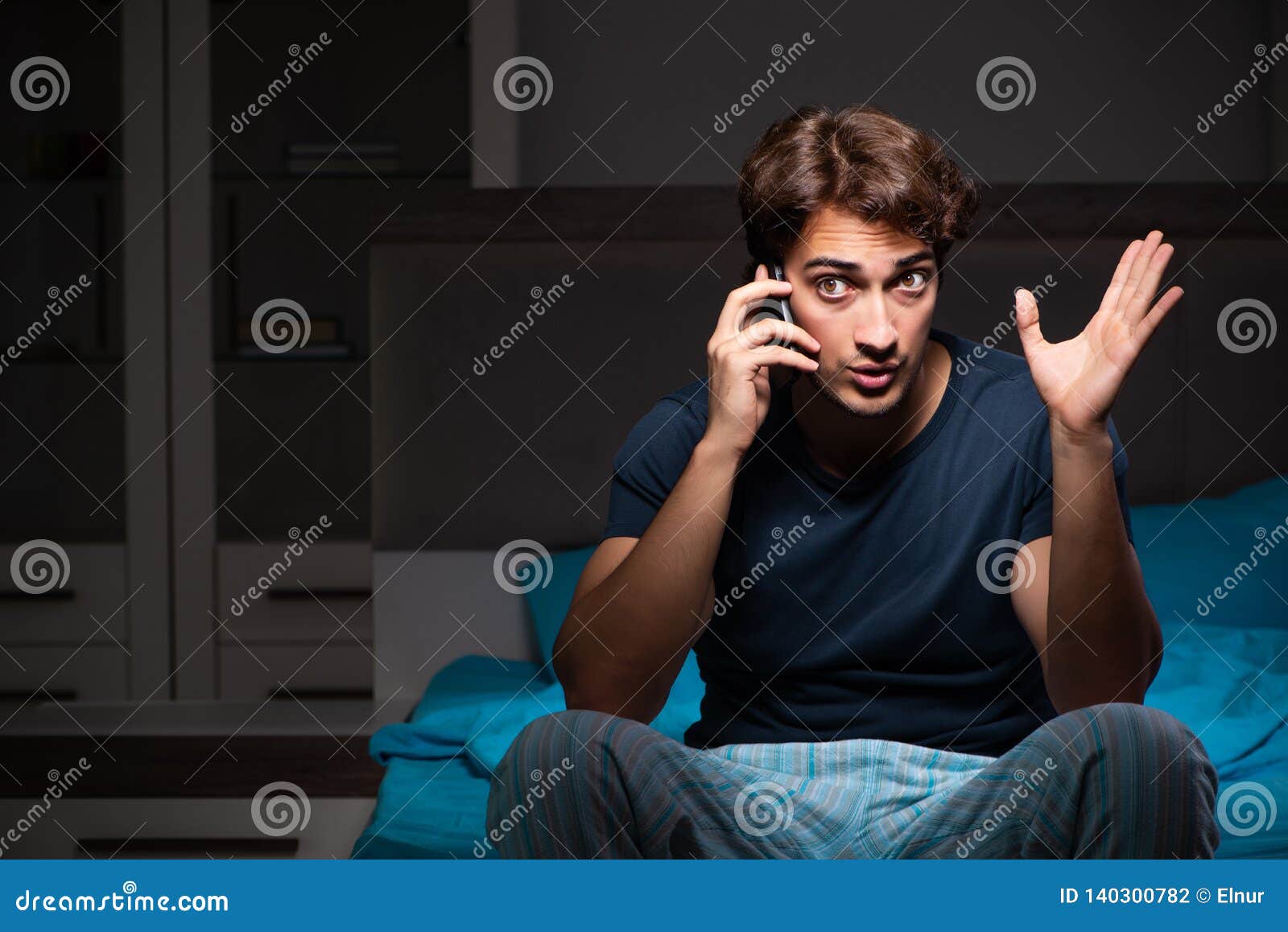 The Young Man Talking on Mobile Late at Night Stock Photo - Image of ...