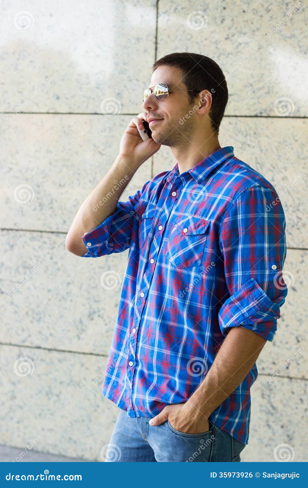 Young Man Talking on Mobile Phone Stock Photo - Image of caucasian ...