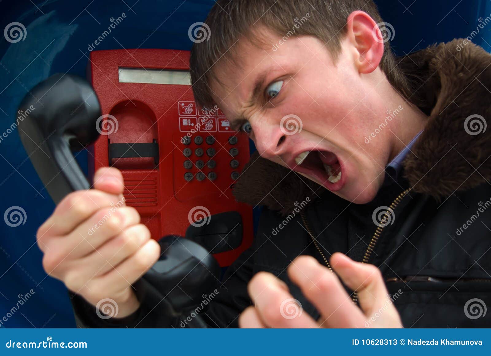 Young Man Talking on the Phone with Agression Stock Image - Image of ...