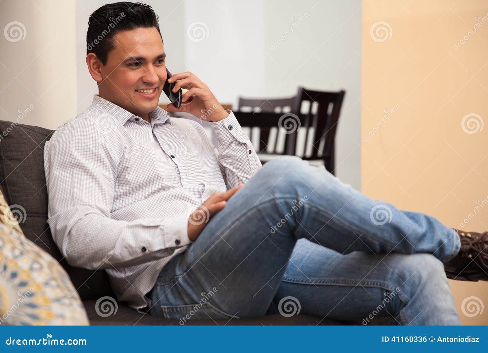 Young Man Talking on the Phone Stock Photo - Image of latin, happy ...