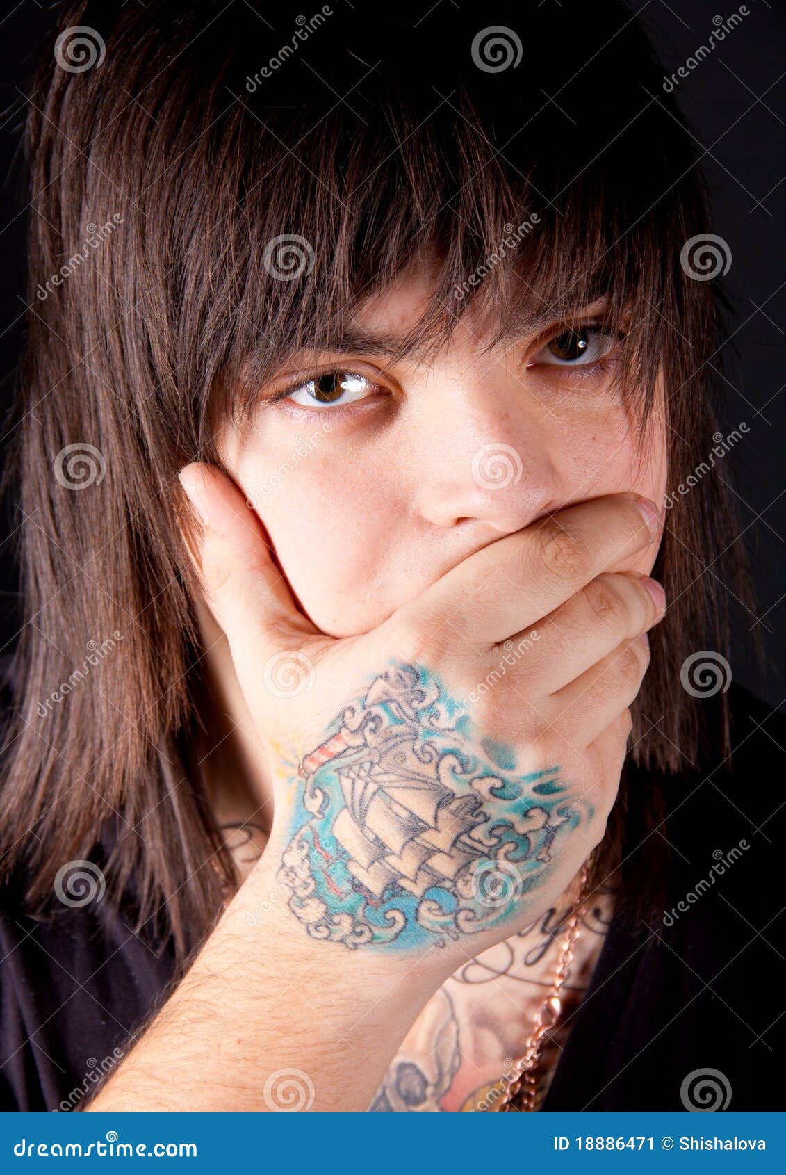 Young man with tattoo stock image. Image of rock, music - 18886471