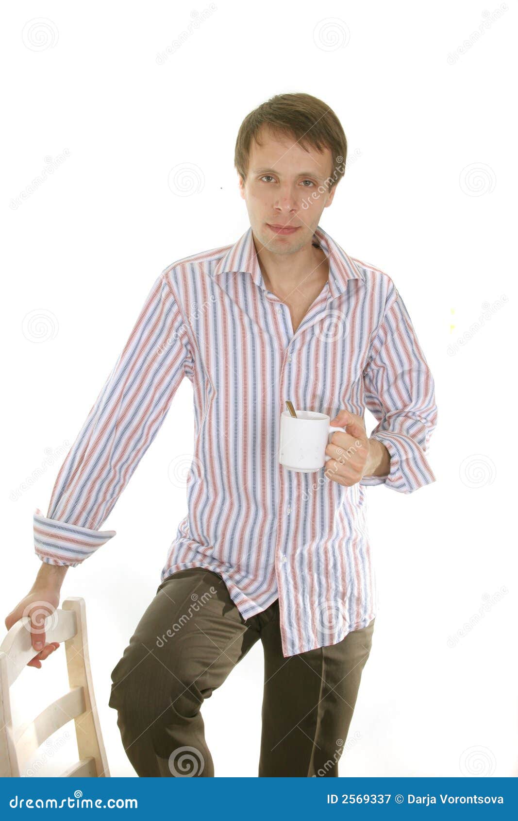 Young man with tea cup stock image. Image of shirt, male - 2569337