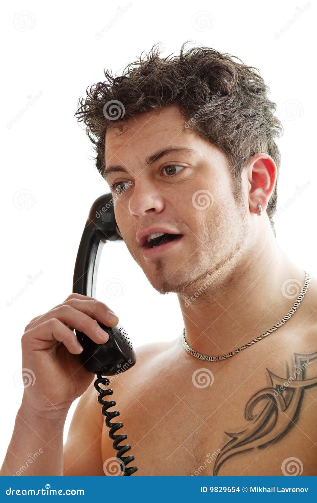 Young man with telephone stock photo. Image of masculine - 9829654