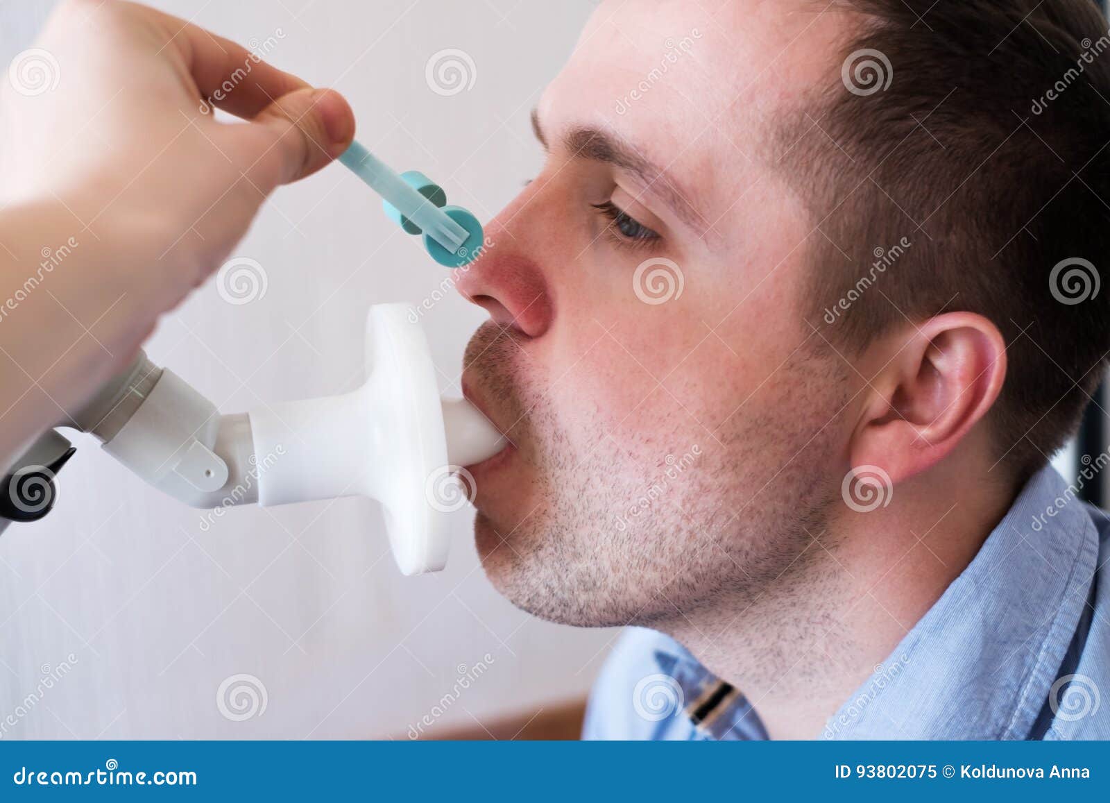 Young Man Testing Breathing Function by Spirometry Stock Image - Image ...
