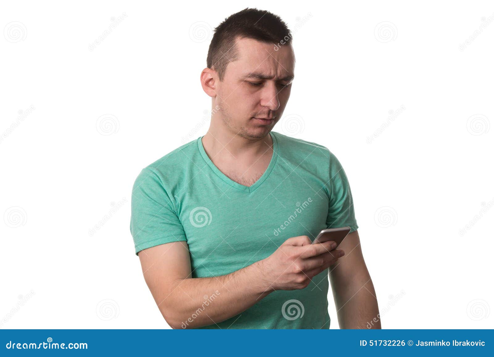 Young Man Text Messaging at His Smart Phone Stock Photo - Image of ...