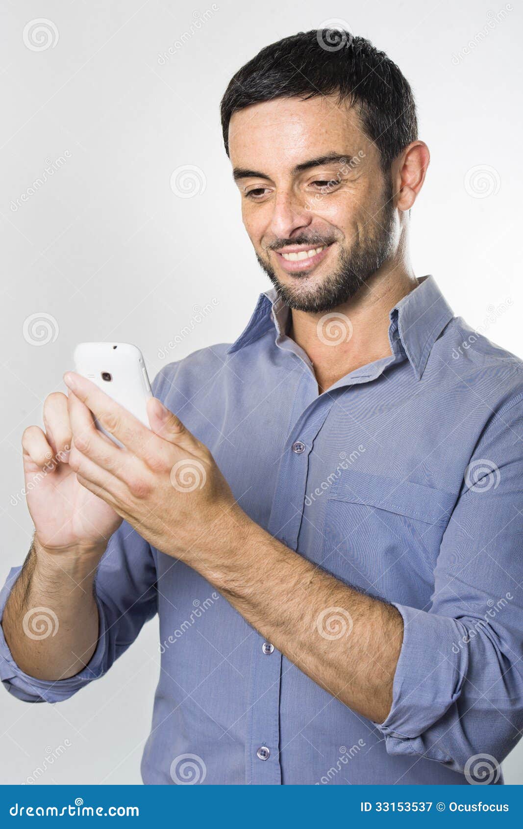 Young Man Texting on Cellphone Stock Image - Image of happiness, hand ...