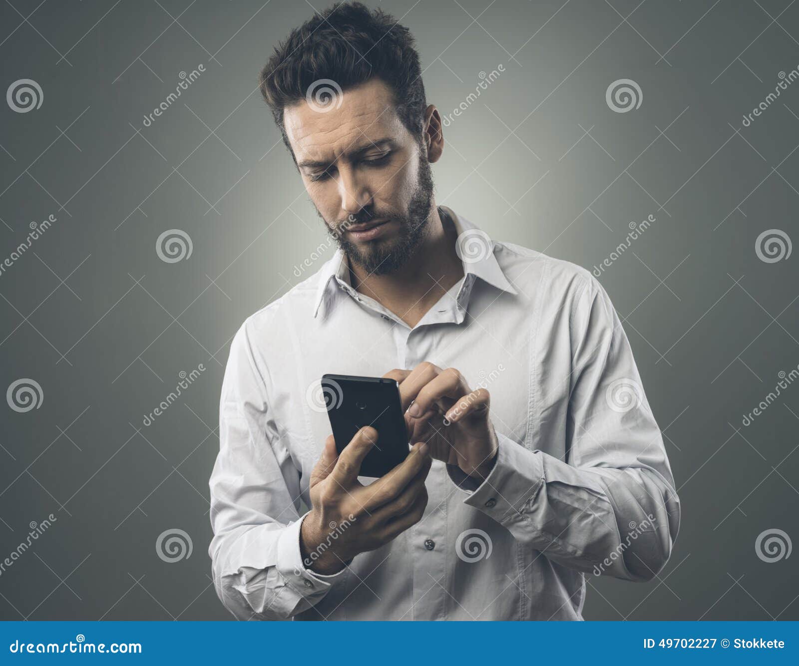 Young Man Texting with Mobile Stock Image - Image of attractive, call ...