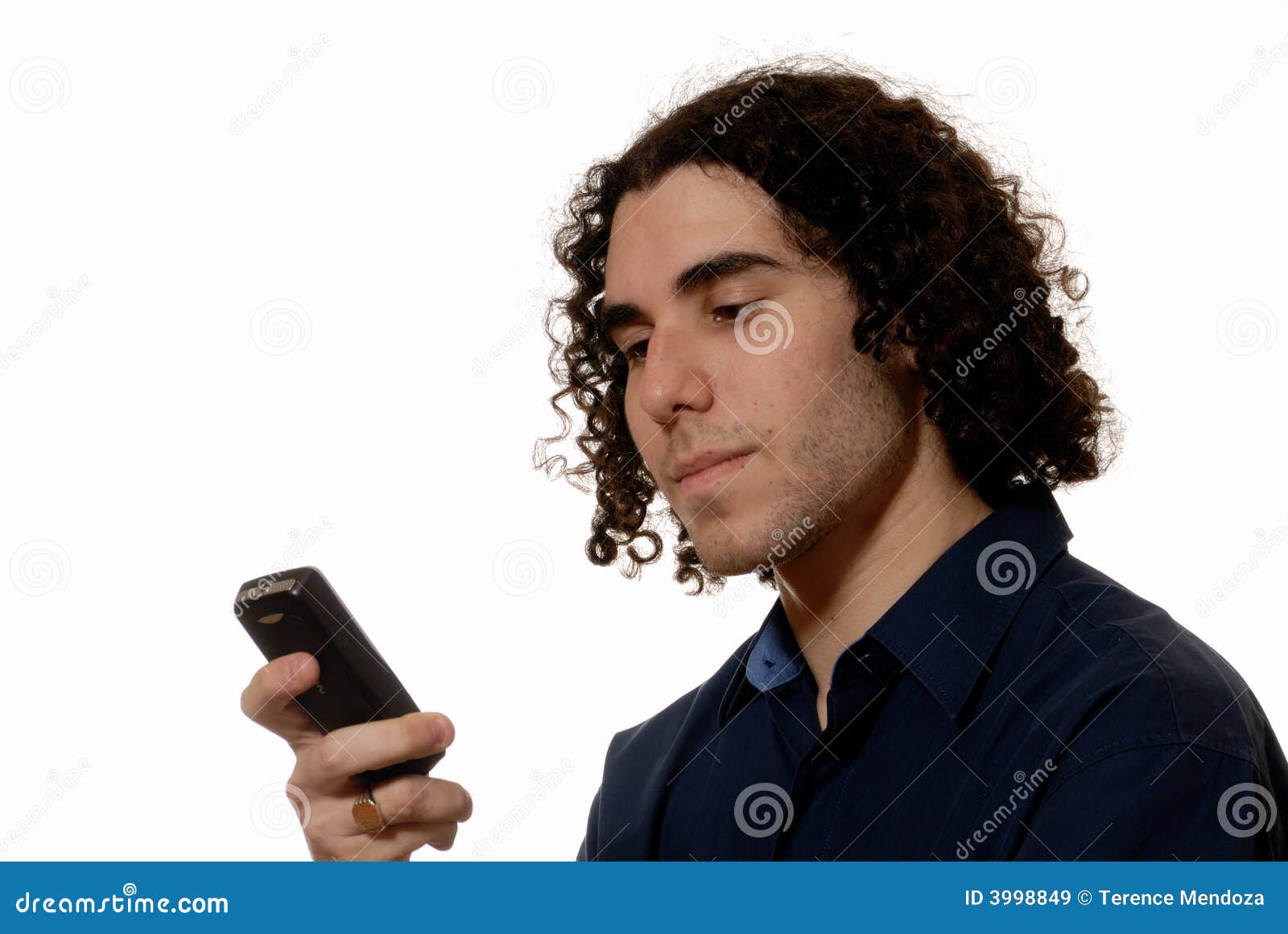 Young Man Texting on Mobile Phone Stock Image - Image of listening ...