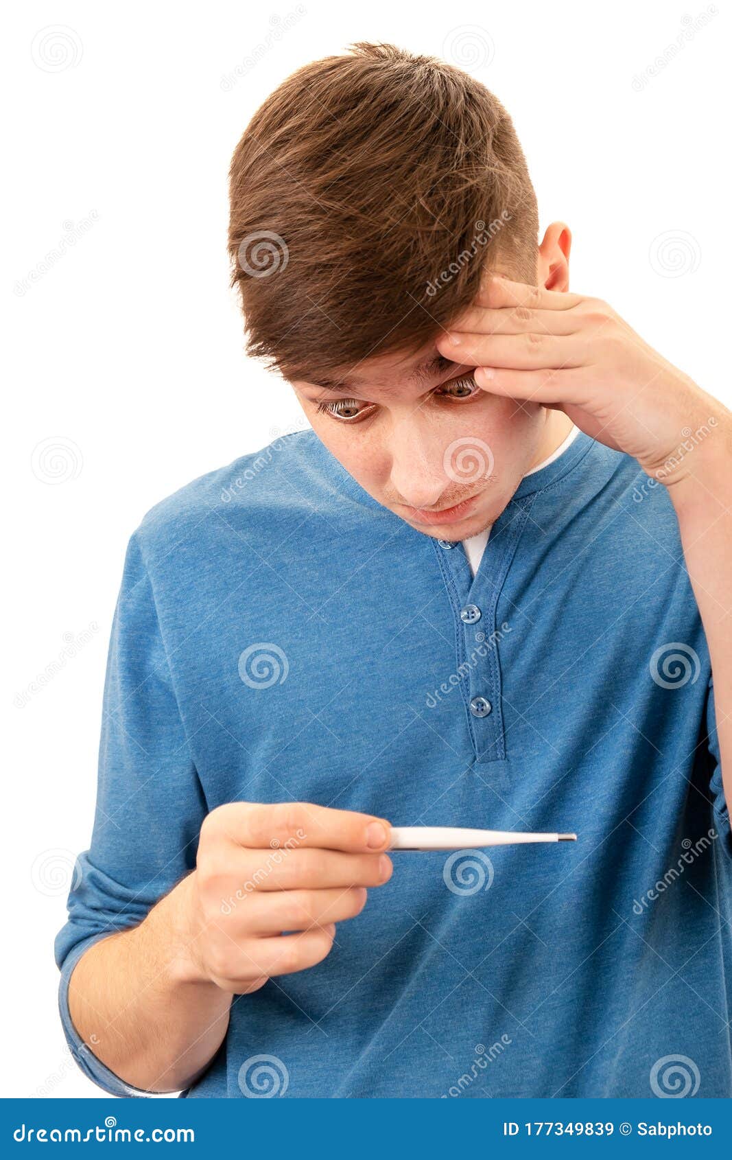 Young Man with a Thermometer Stock Image - Image of epidemic, influenza ...