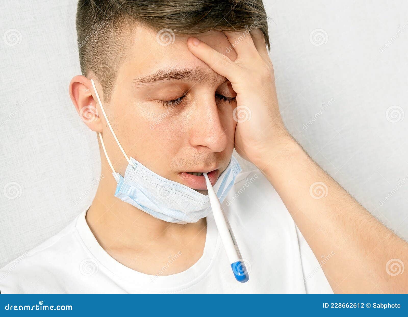 Young Man with a Thermometer Stock Photo - Image of cute, problem ...
