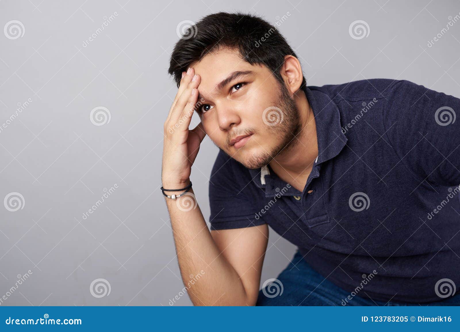 Young man think on problem stock image. Image of studio - 123783205