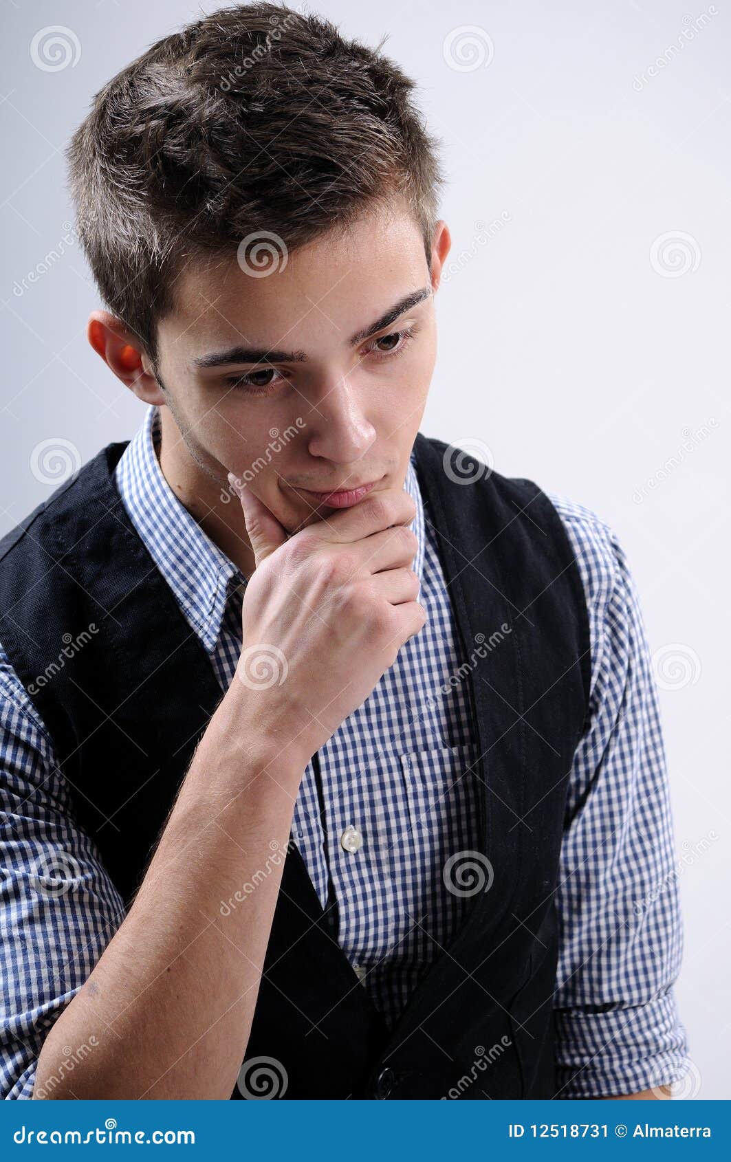 Young man thinking stock image. Image of portrait, student - 12518731