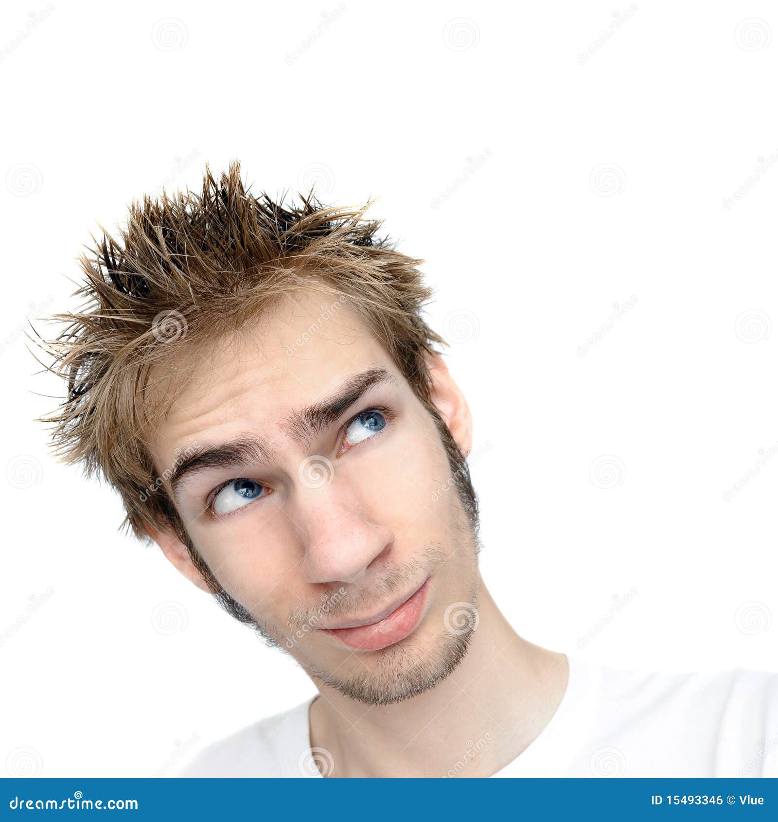 Young man thinking stock photo. Image of portrait, copy - 15493346