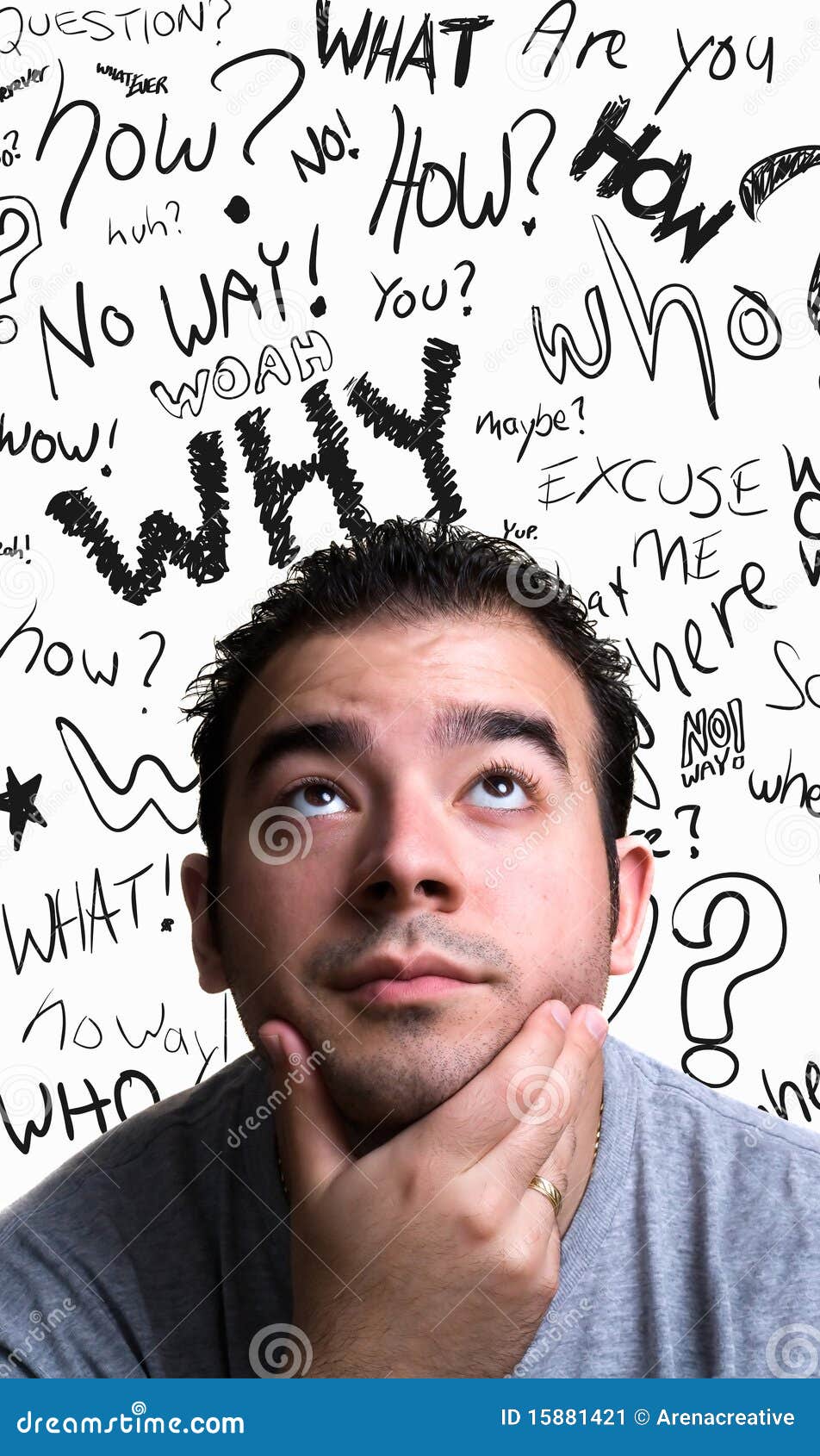 Young Man Thinking stock image. Image of headshot, contemplation - 15881421