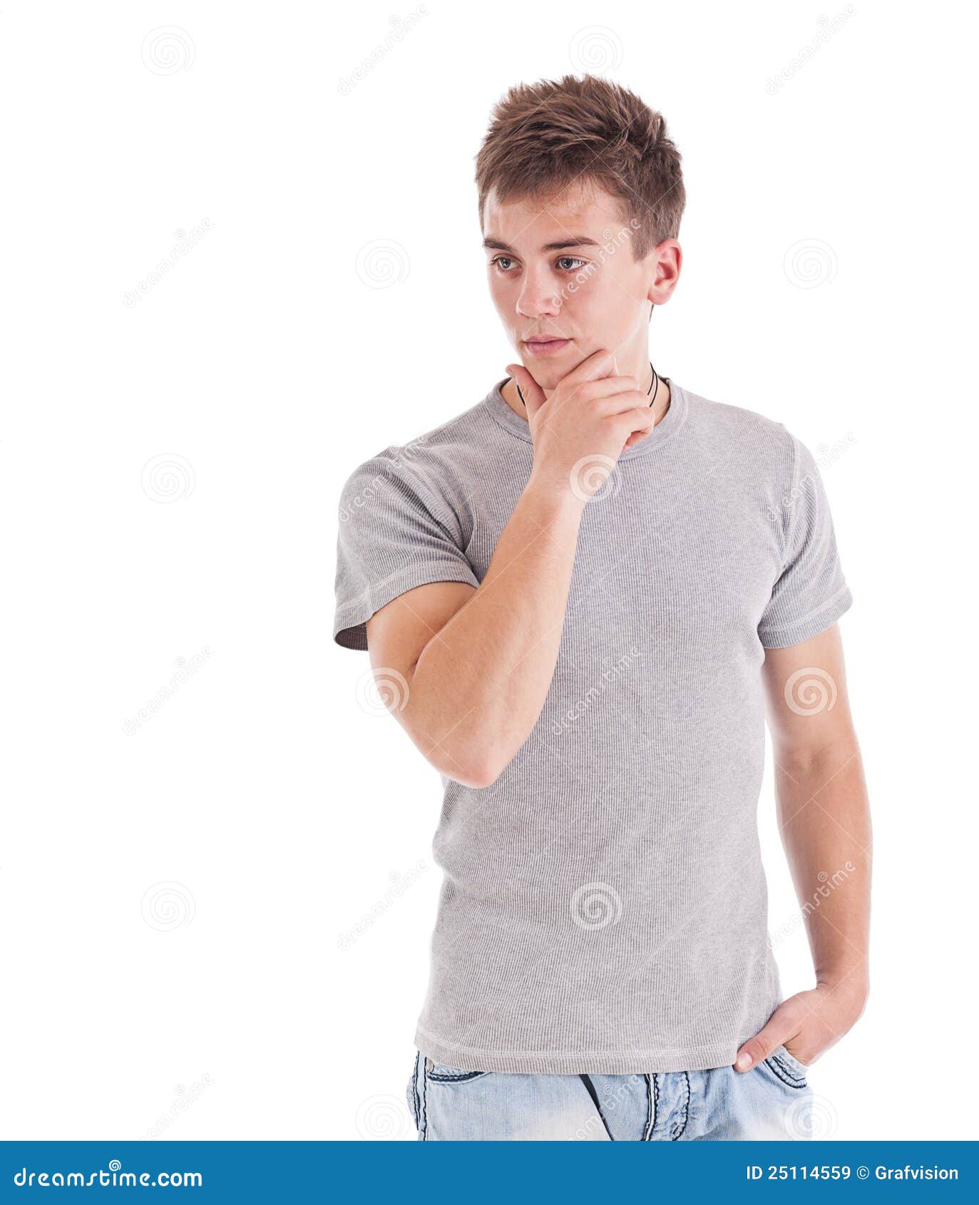 Young man thinking stock image. Image of single, confident - 25114559
