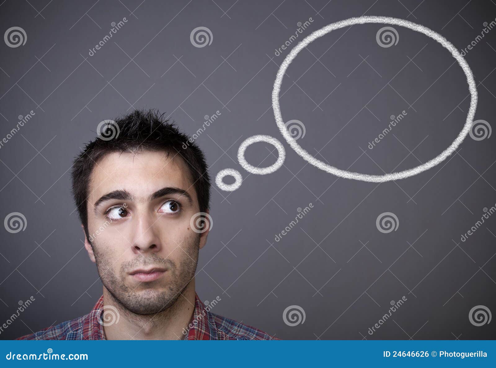 Young Man and Thinking Balloon Stock Photo - Image of inspiration, mind ...