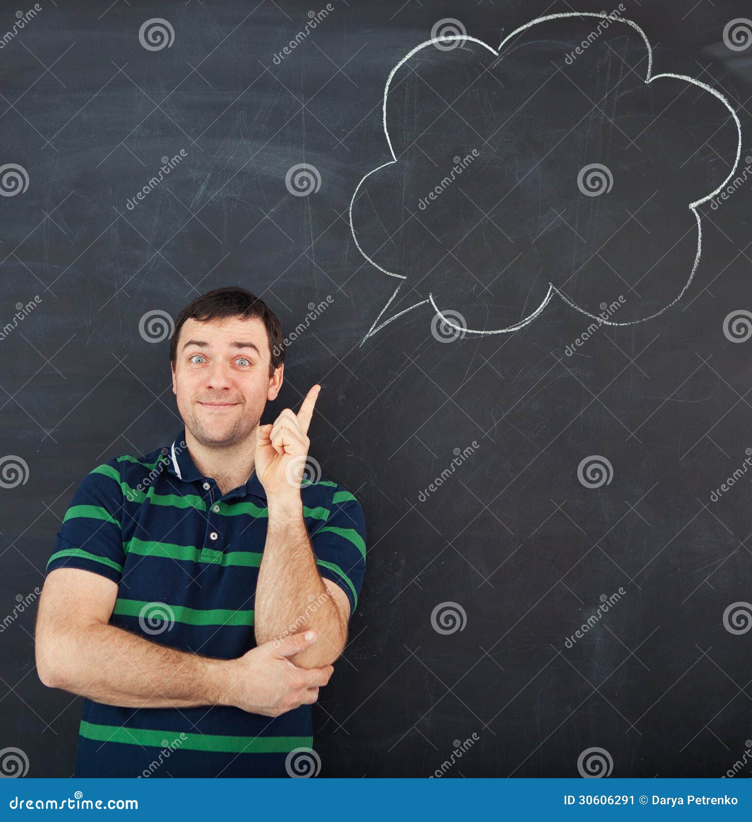 Young Man Thinking. Chalk Drawing Stock Image - Image of confident ...