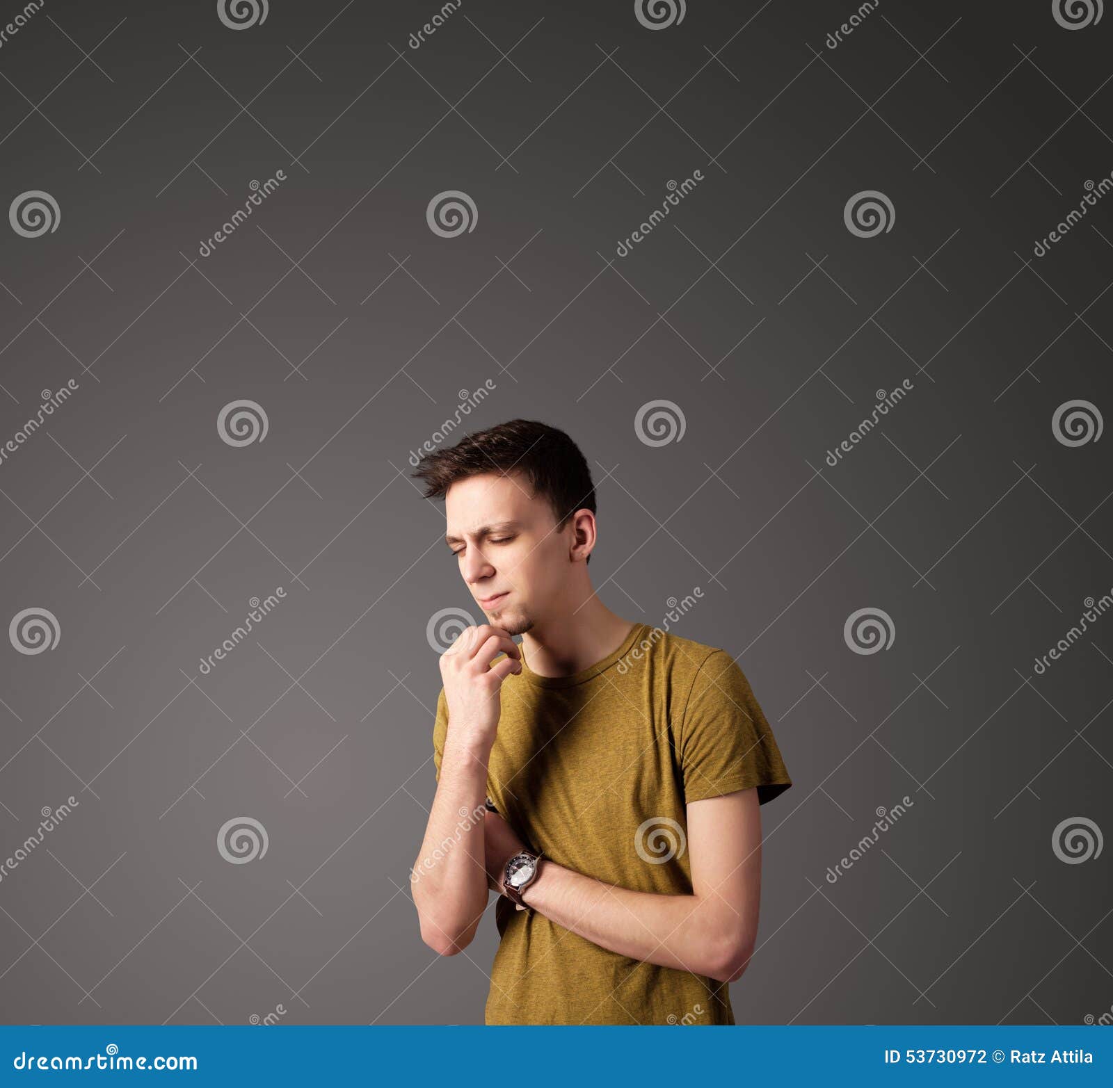 Young Man Thinking with Copy Space Stock Photo - Image of indecisive ...