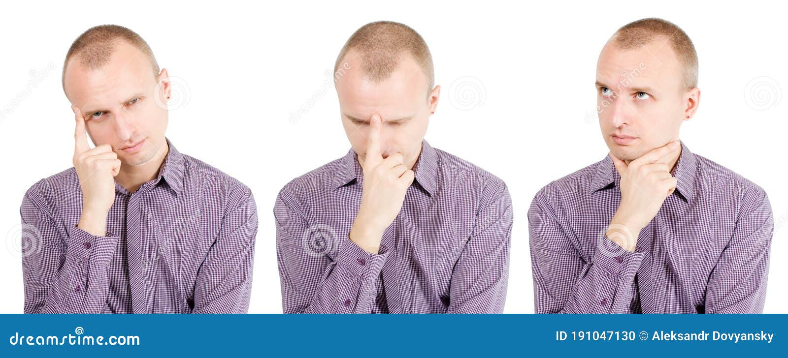 The Young Man is Thinking. Emotions. Sadness. Look into the Camera ...