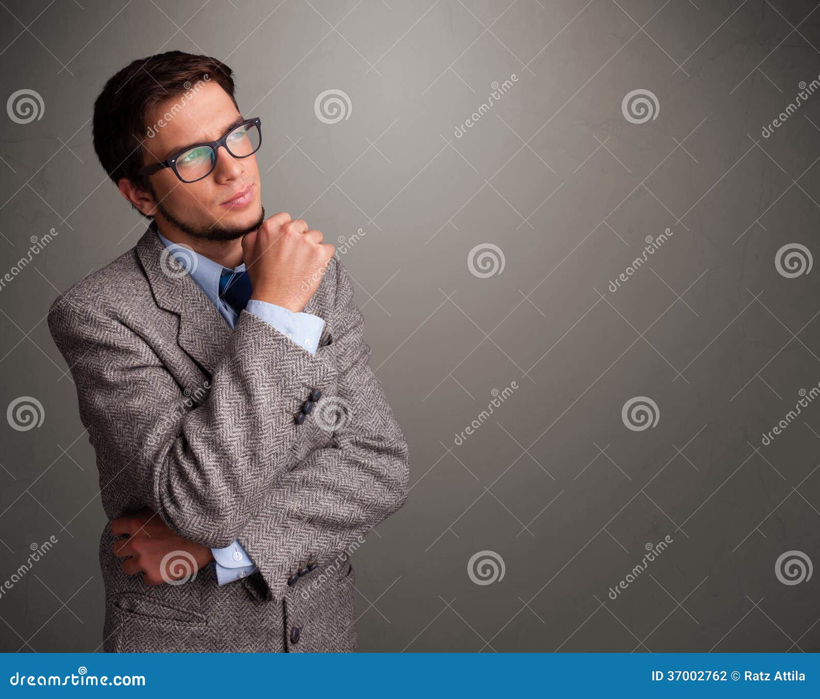 Young Man Thinking with Empty Copy Space Stock Photo - Image of elegant ...