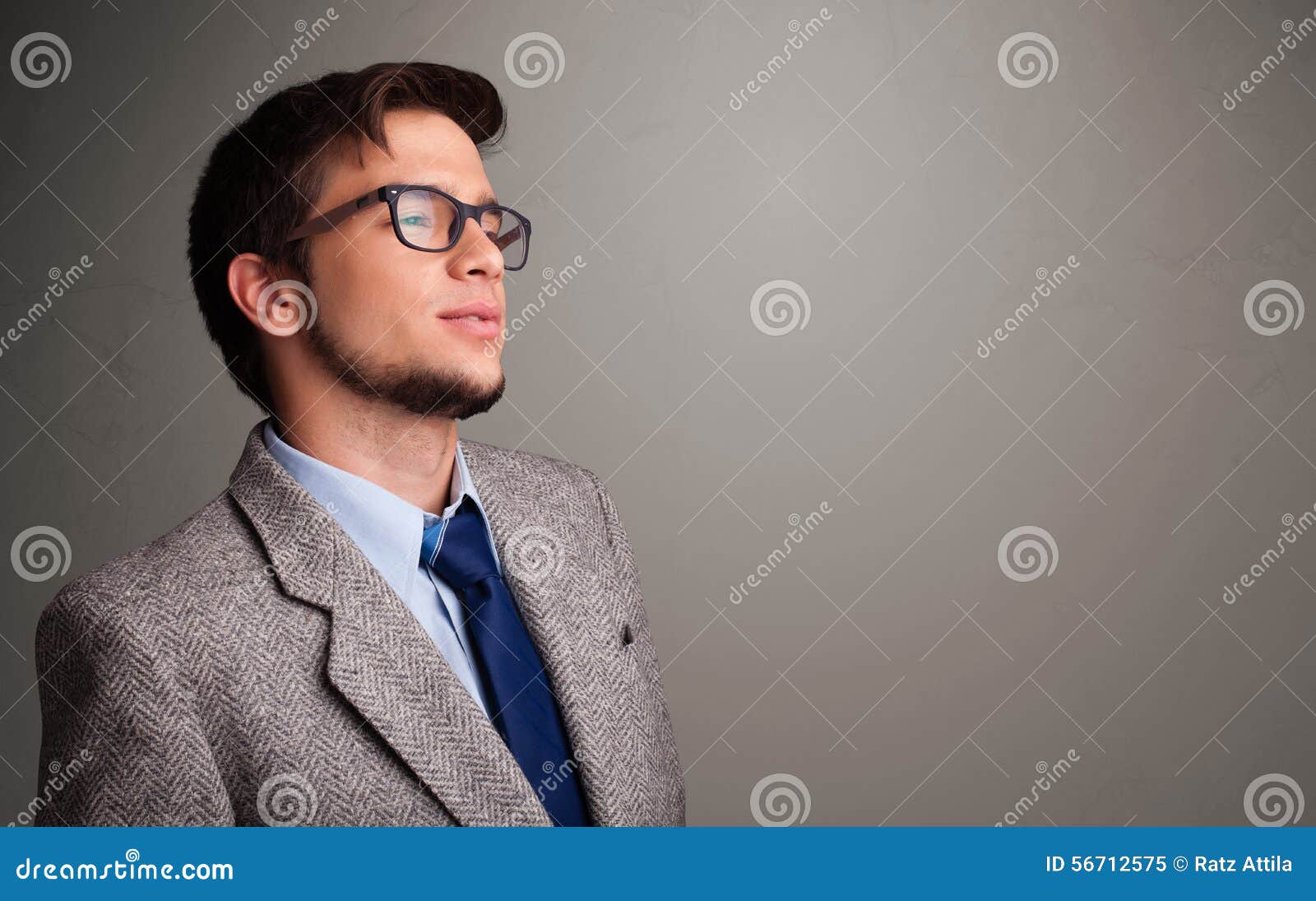Young Man Thinking with Empty Copy Space Stock Image - Image of adult ...