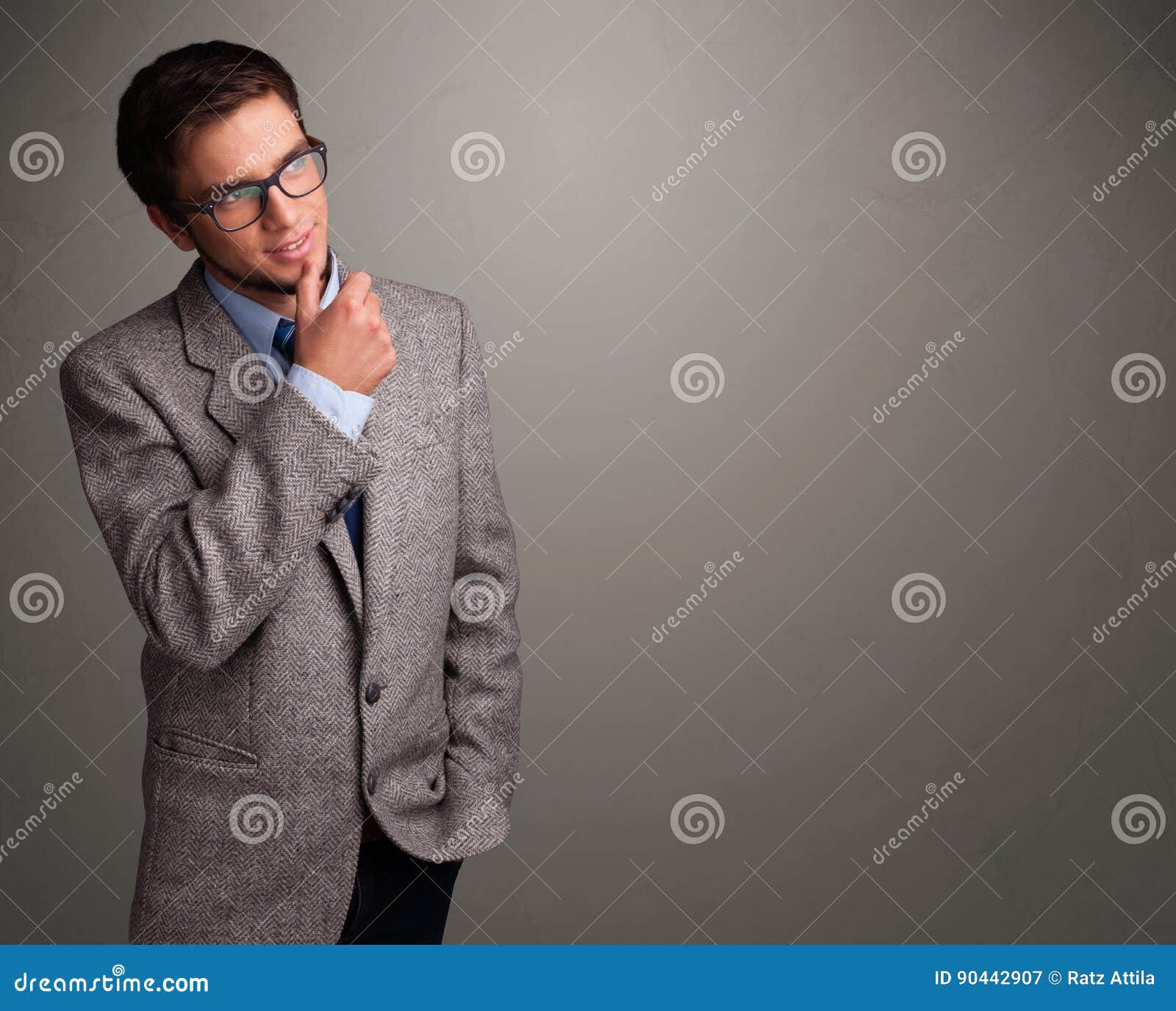 Young Man Thinking with Empty Copy Space Stock Image - Image of space ...