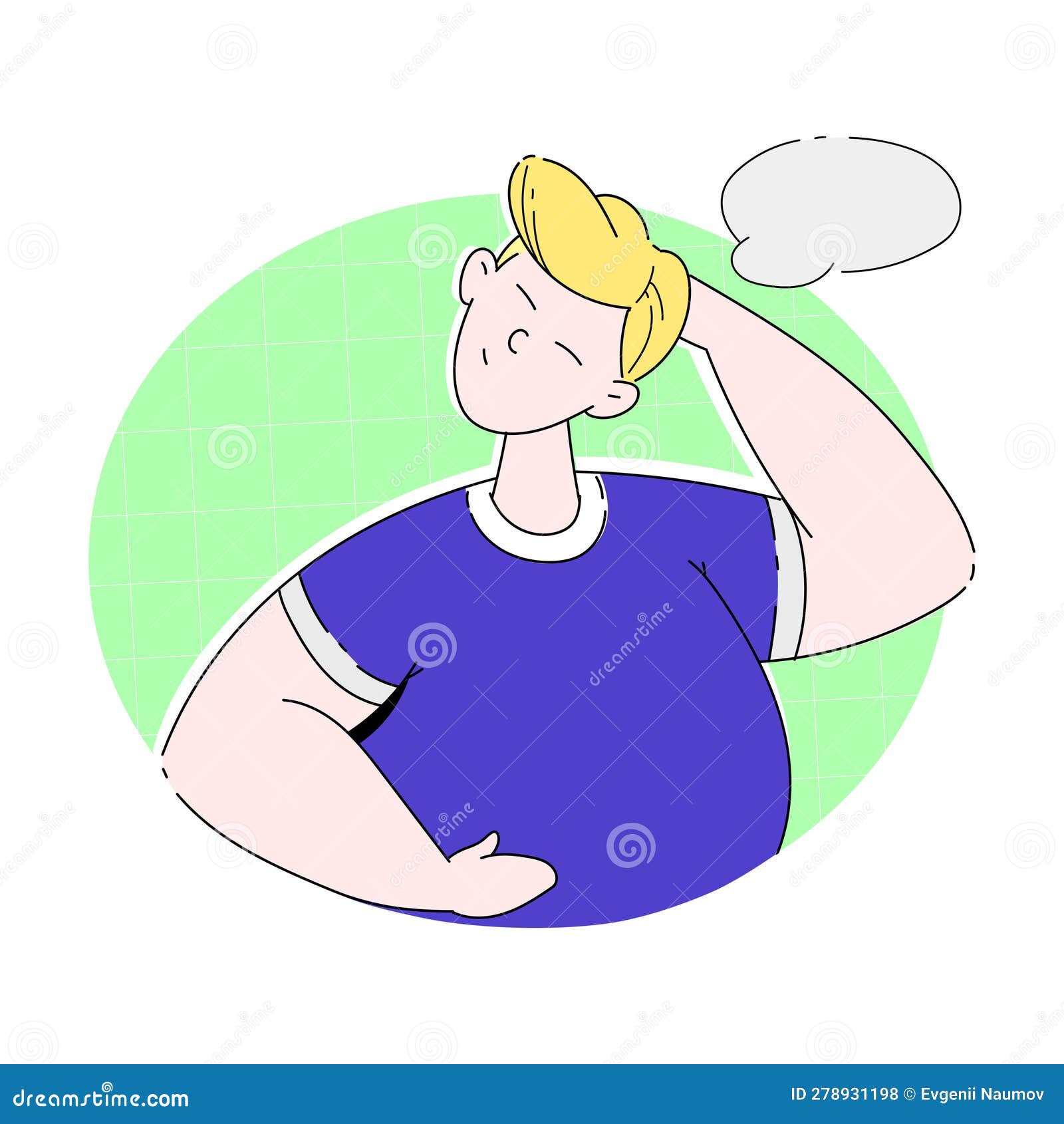 Young Man Thinking with Empty Thought Bubble Scratching His Head Vector ...