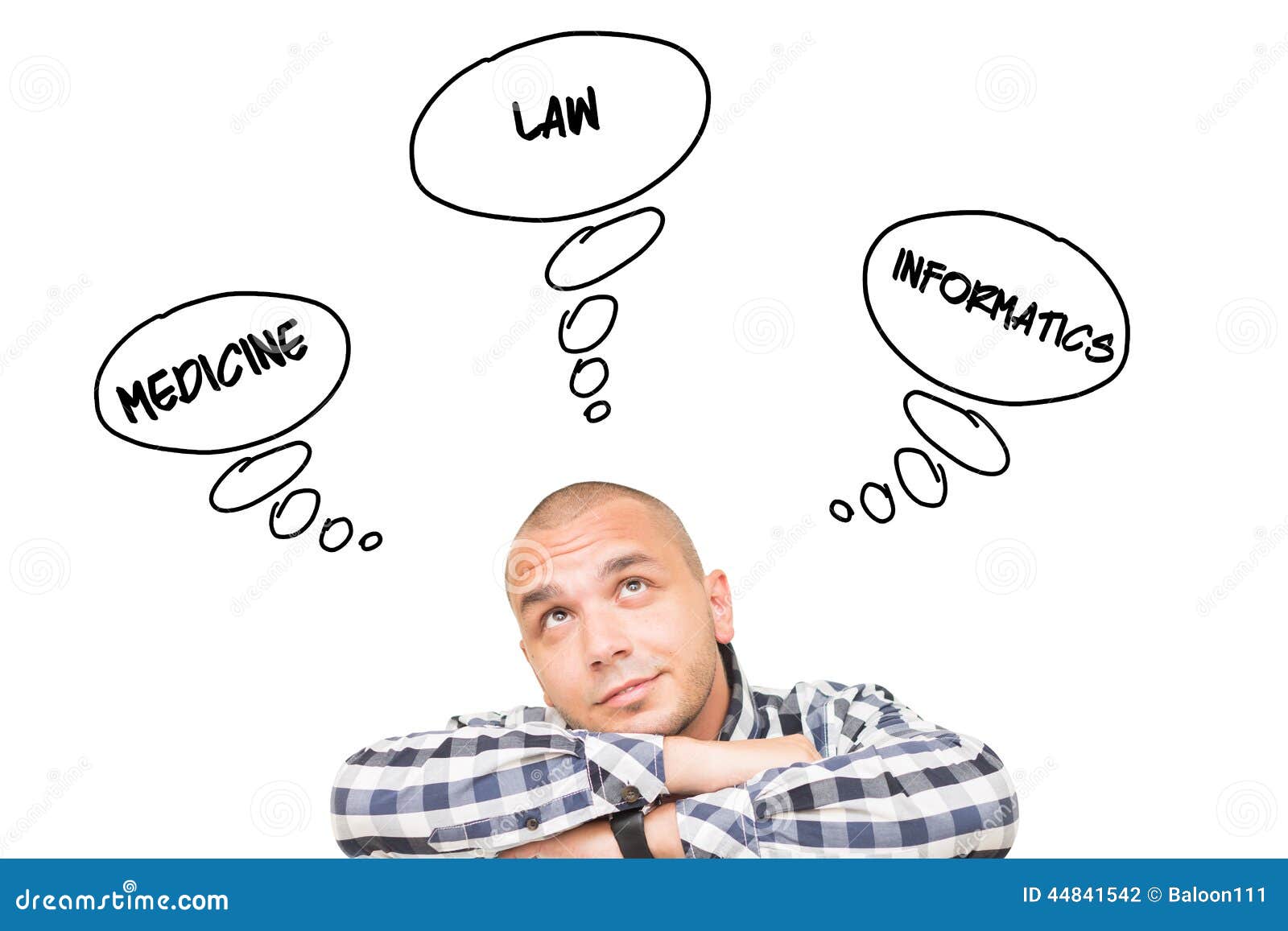 Young Man Thinking about Fields of Study Stock Photo - Image of ...