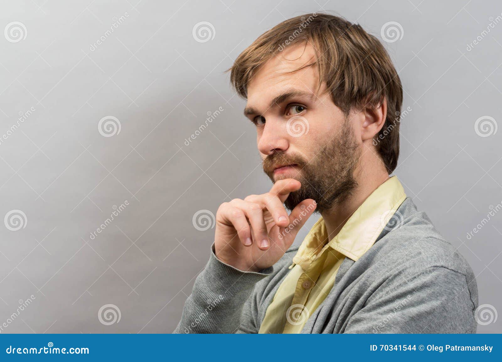 Young man thinking stock photo. Image of pensive, head - 70341544