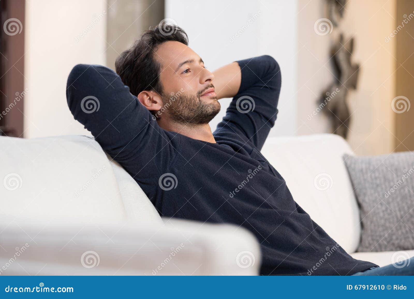 Young man thinking stock photo. Image of smile, hope - 67912610