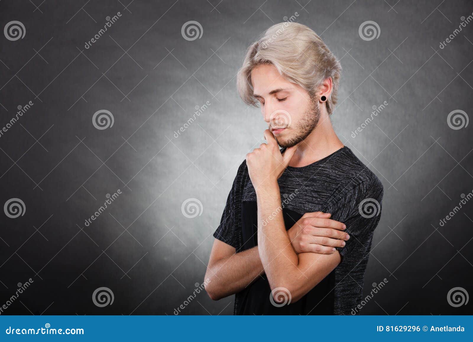 Young Man Thinking Seek a Solution Stock Photo - Image of question ...