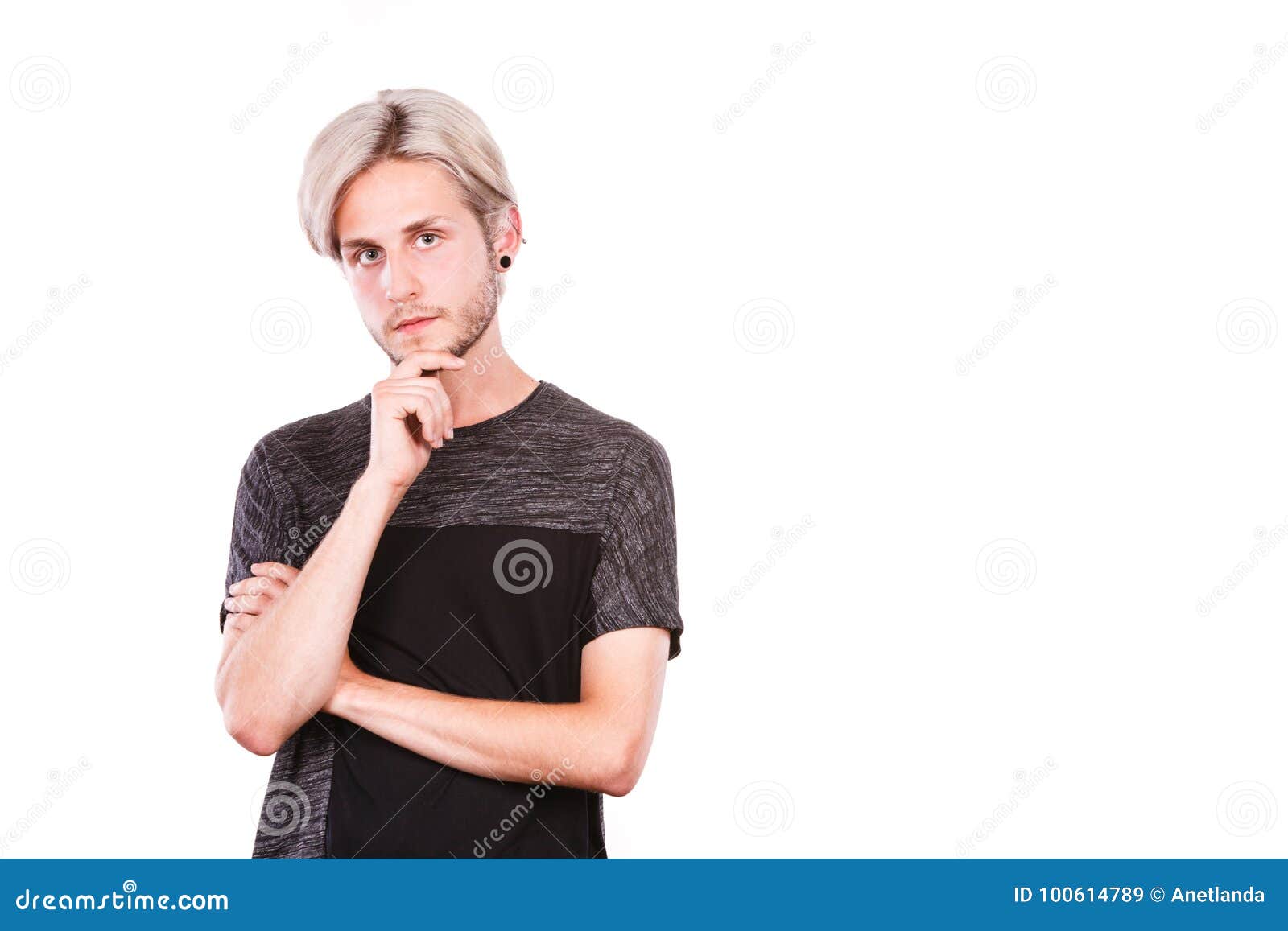 Young Man Thinking Seek a Solution Stock Image - Image of student, idea ...