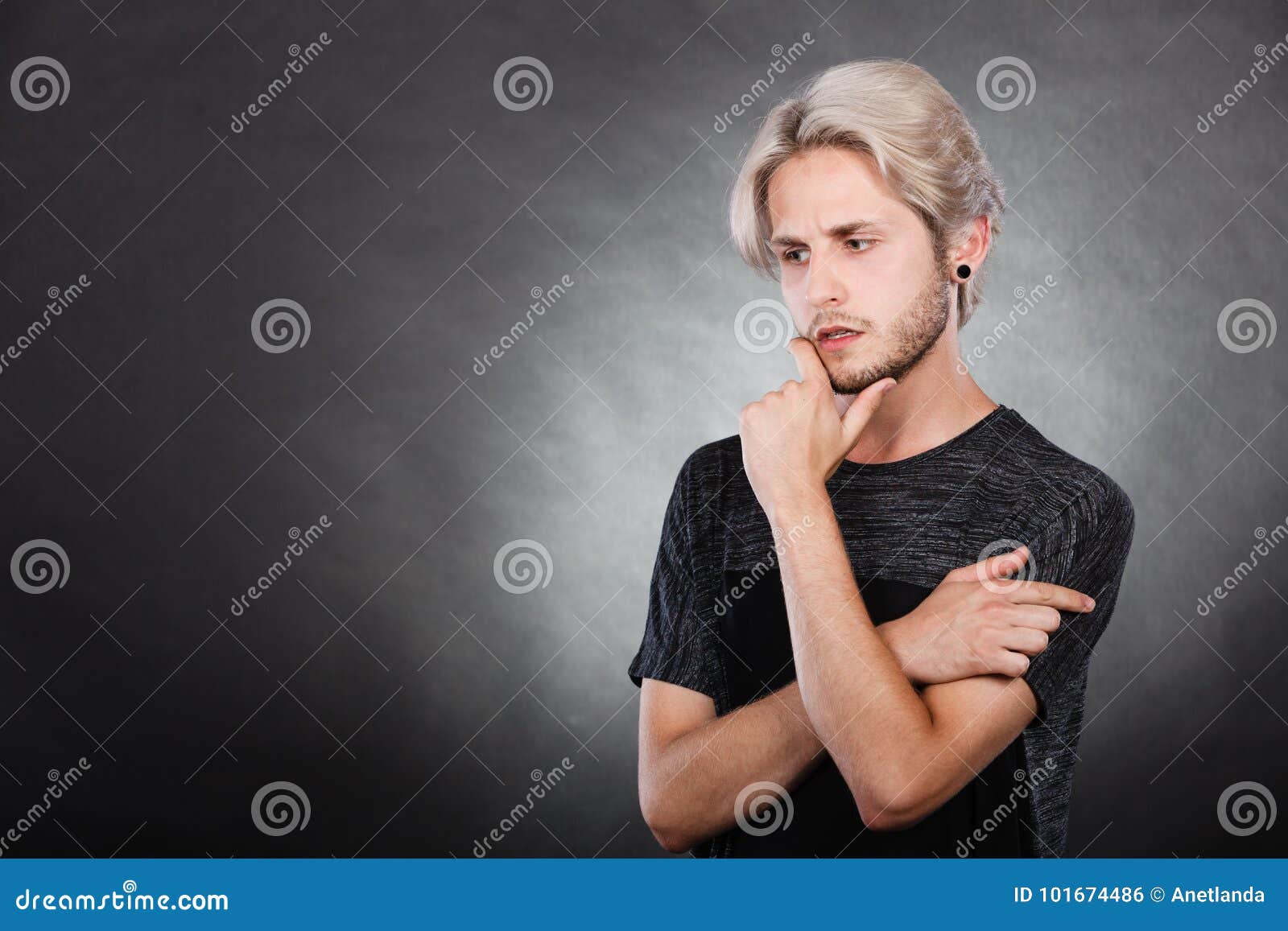 Young Man Thinking Seek a Solution Stock Photo - Image of conclusion ...