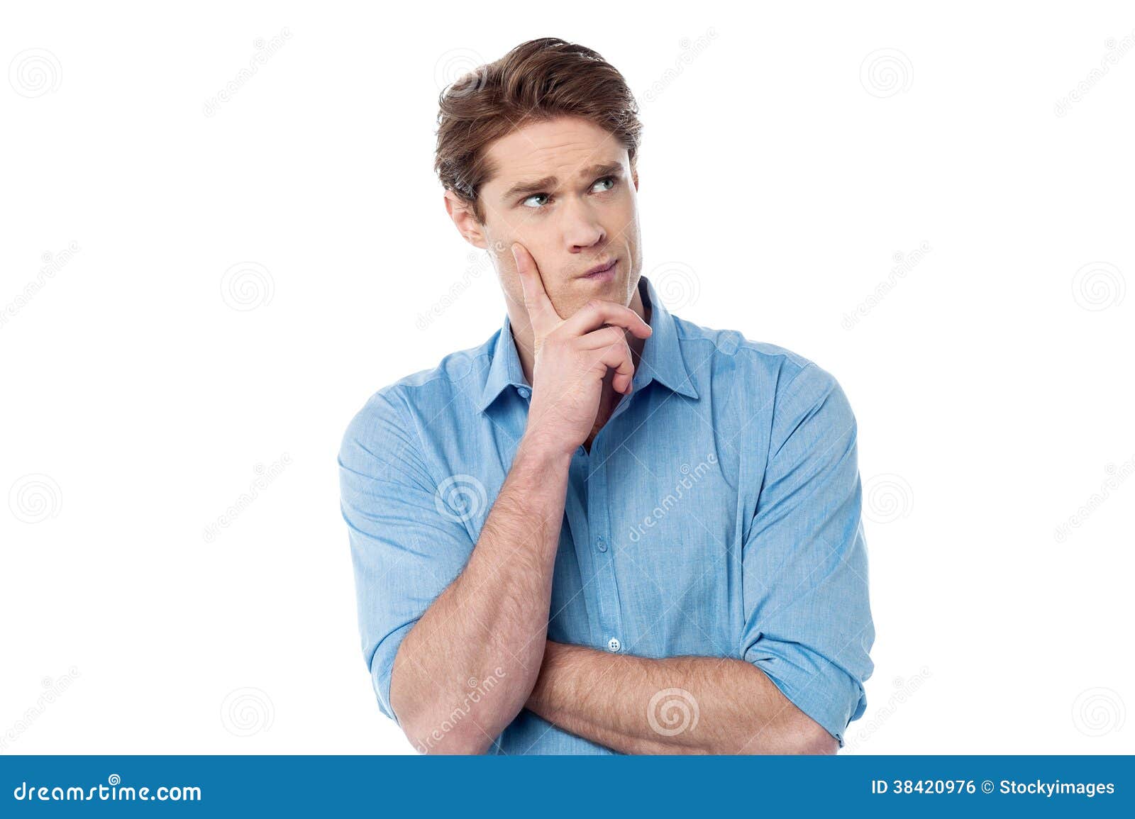 Young Man Thinking Something Stock Photo - Image of memories, looking ...