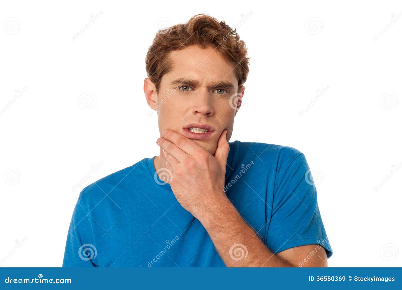 Young Man Thinking Something Stock Image - Image of single, thinking ...