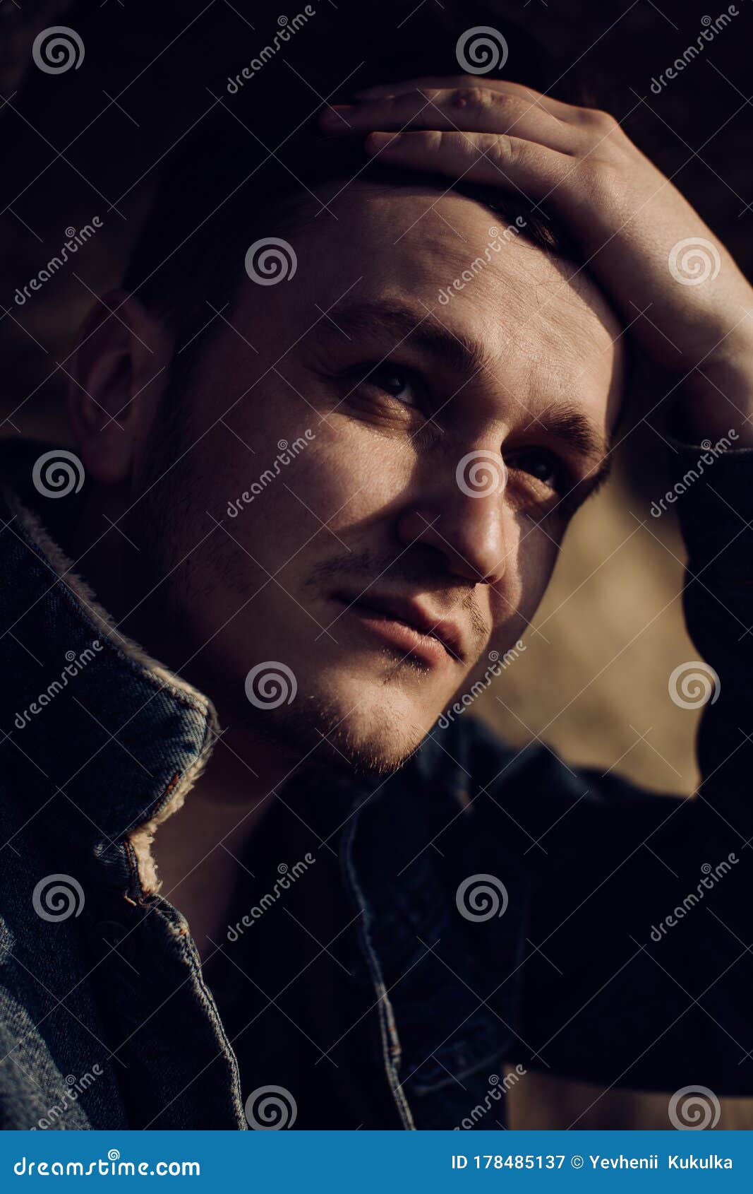 Young Man Thinking about Something in Nature Stock Image - Image of ...