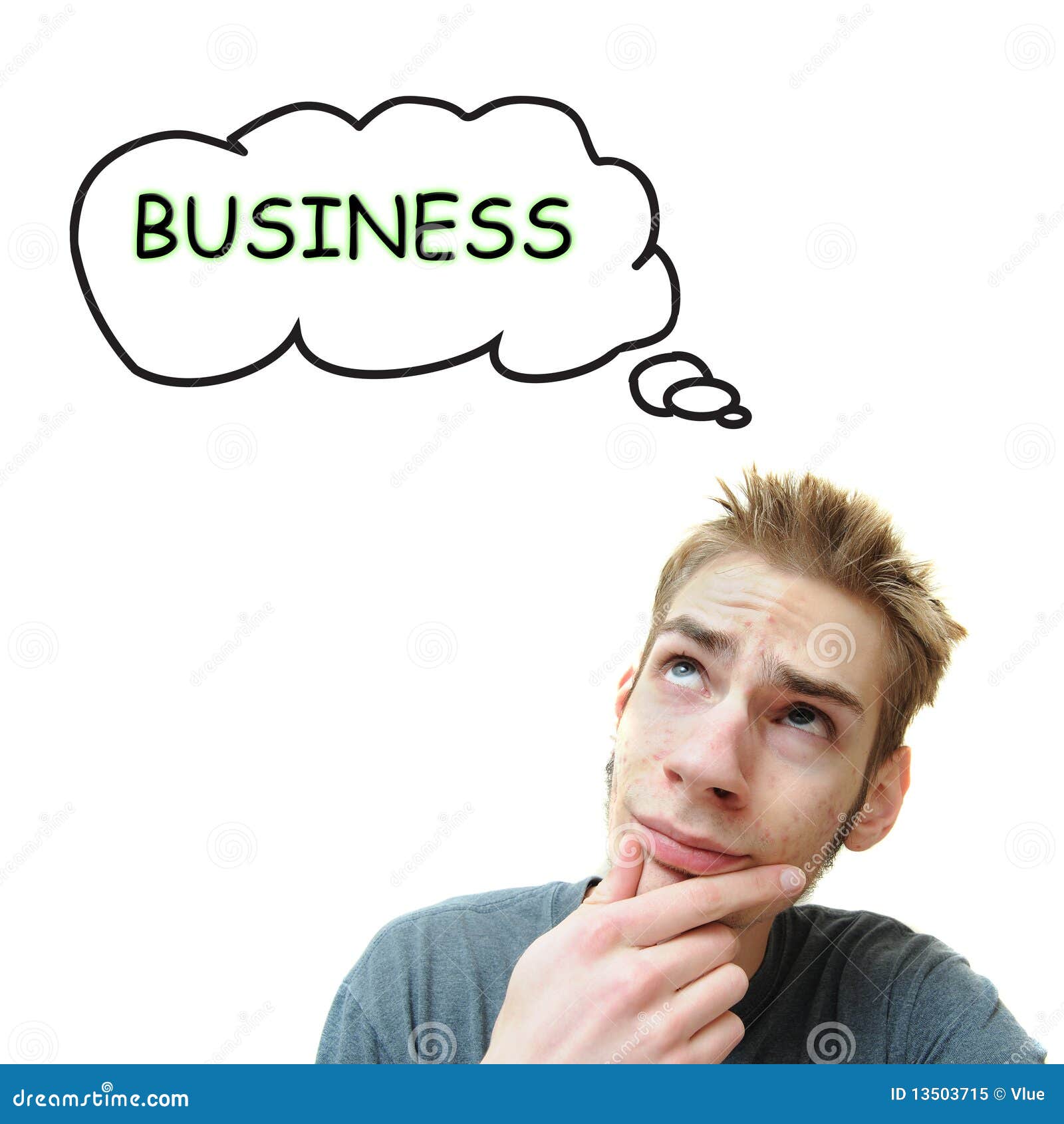 Young man thinks business stock image. Image of cartoon - 13503715