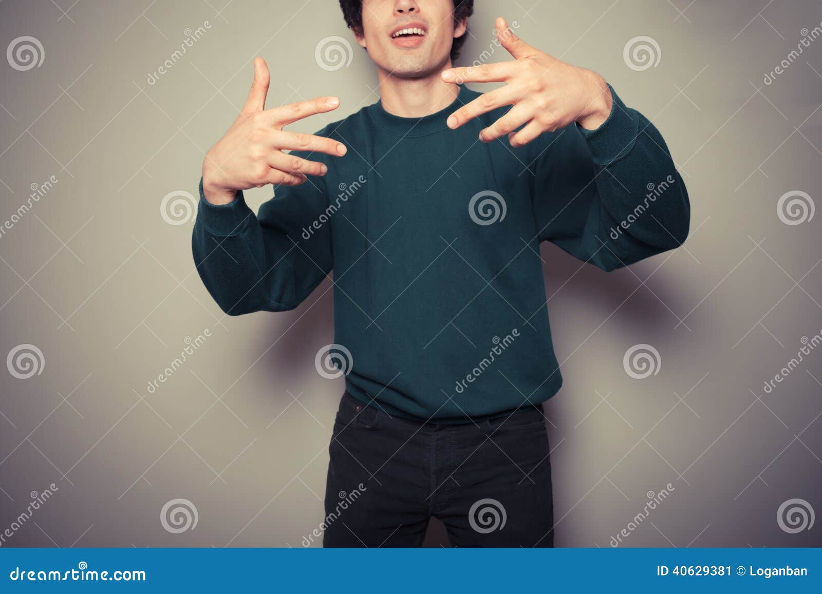 Young Man Thinks he is Cool and is Gesturing with His Hands Stock Image ...